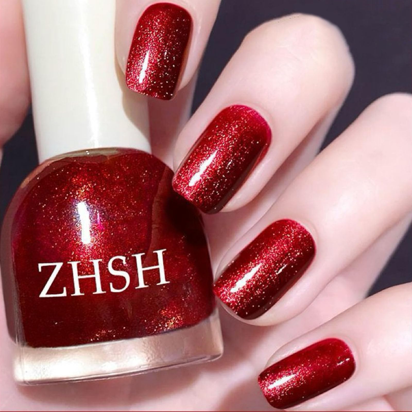Amazon.com : Red Glitter Nail Polish - Dark Burgundy Red Nail Polish ...