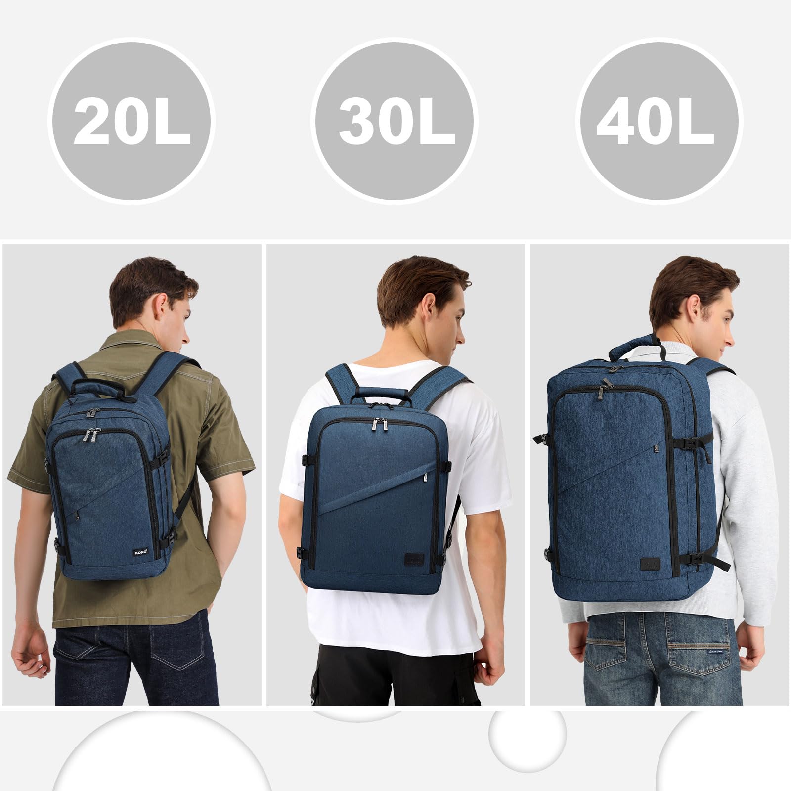 Snapklik.com : Kono Carry On Backpack, 18" Airplane Approved Under Seat ...