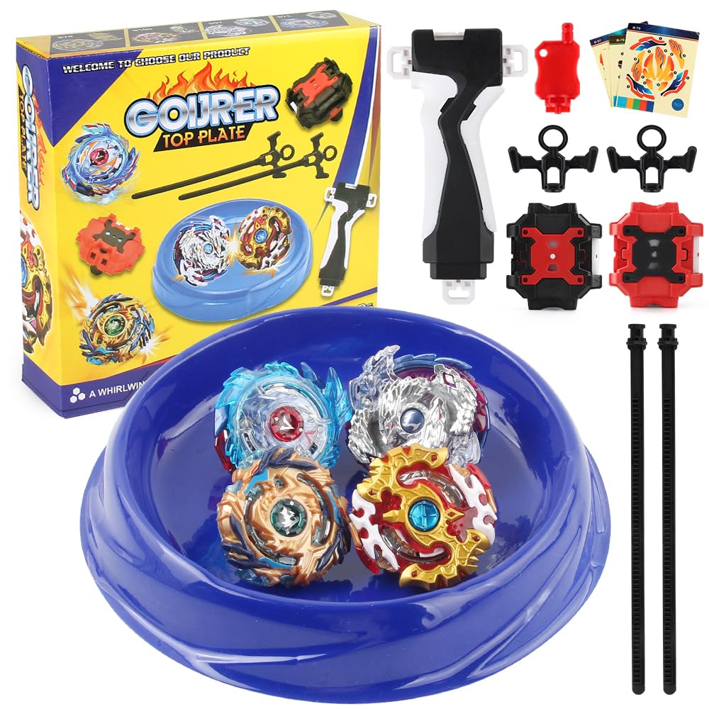 Bey Burst Battle Evolution 4in 1 Metal Fusion Attack Set with 4D Launcher Grip Gyro Set (4pcs ...