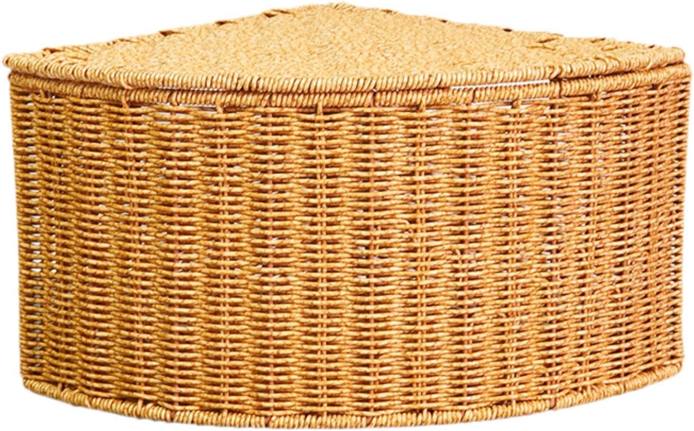 Amazon.com: Llazsybz Corner Storage Box Storage Basket with Lid Woven ...