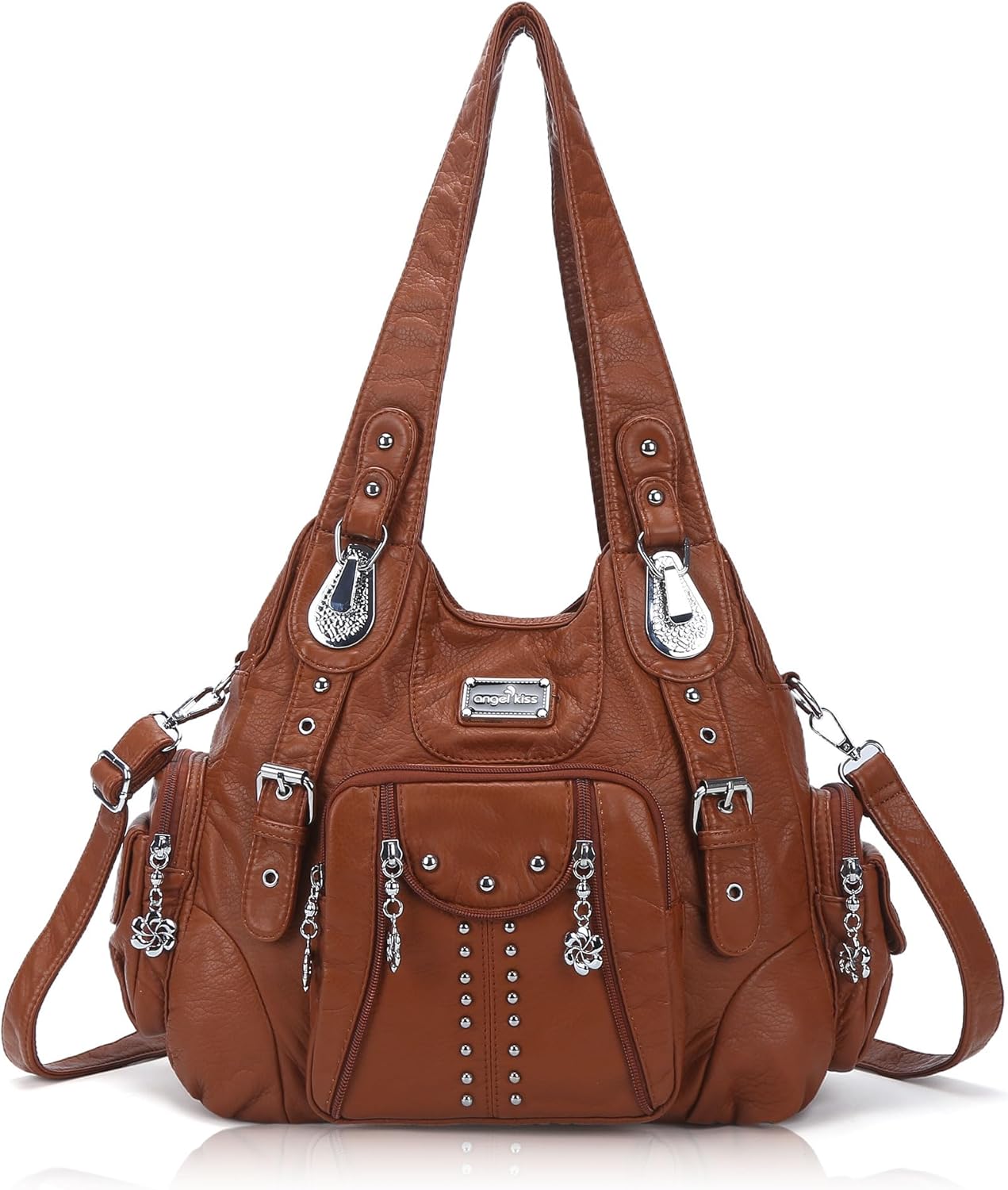 Amazon.com: Angel Kiss Handbags for Women Soft PU Leather Large Hobo ...