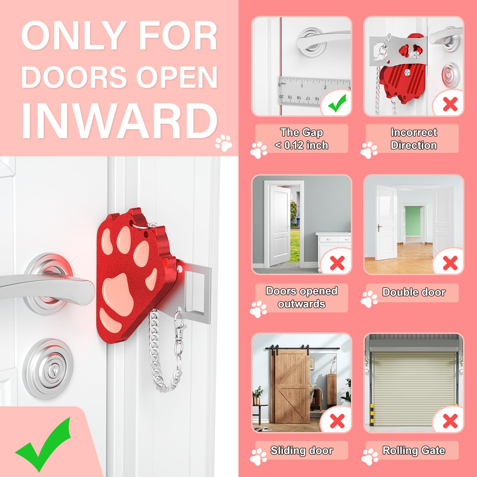 Travel Security Lock Hotel Door Extra Protection Portable Door Lock For ...