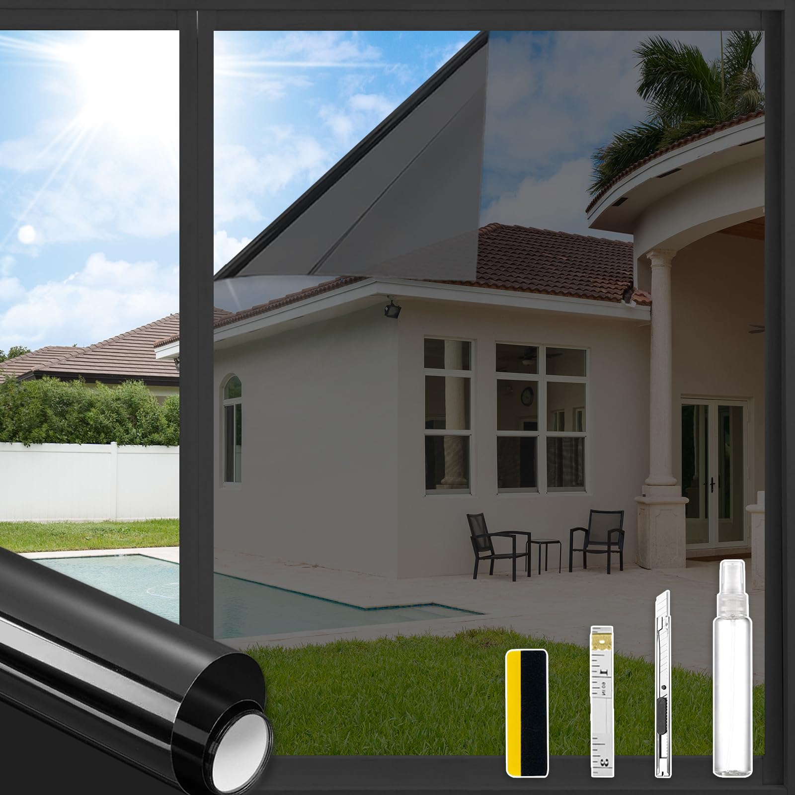 ConCus-T One Way Window Film UV Sun Blocking Heat Control Window Film ...