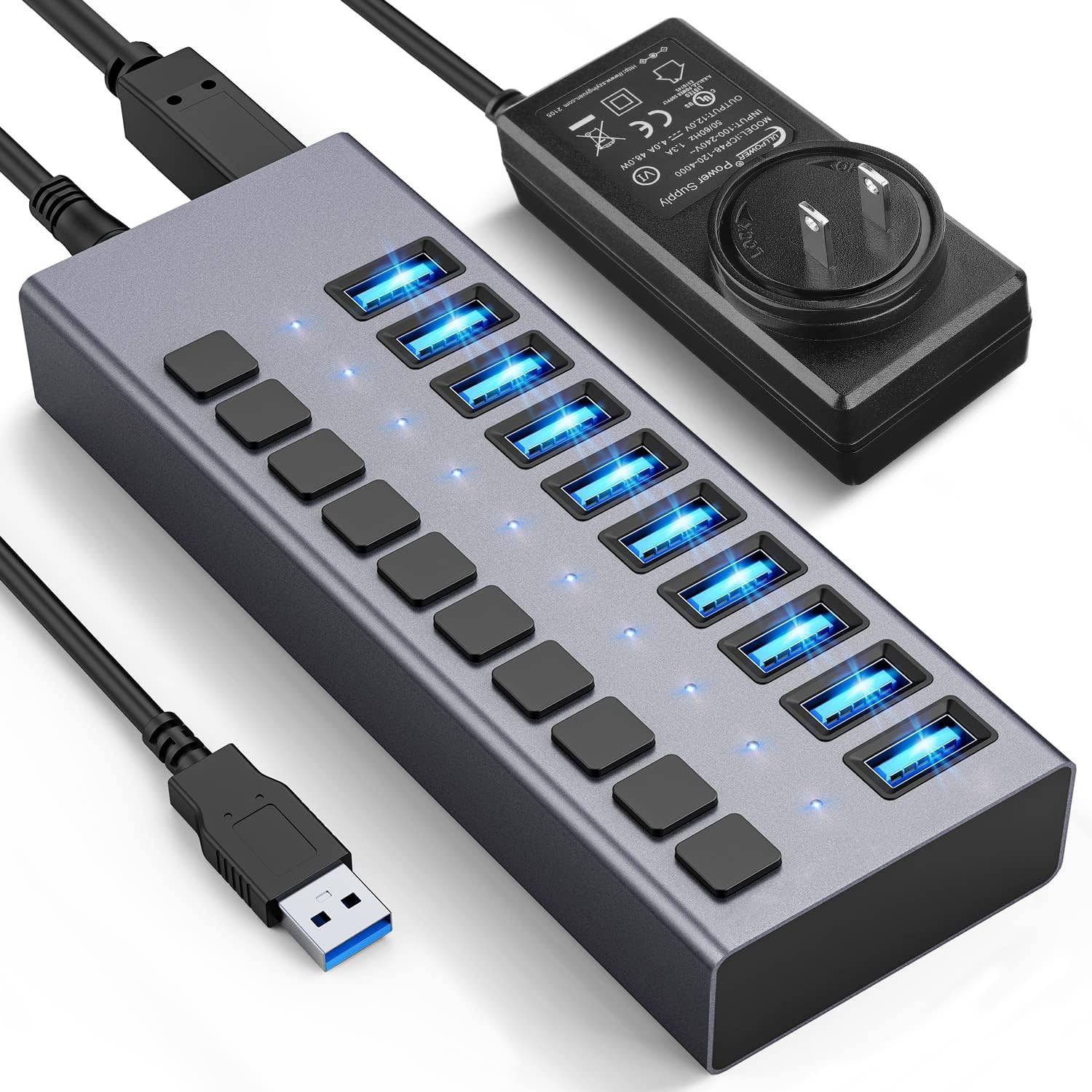 Amazon.com: 48W Powered USB Hub - ACASIS 10 Ports USB 3.0 Data Hub ...