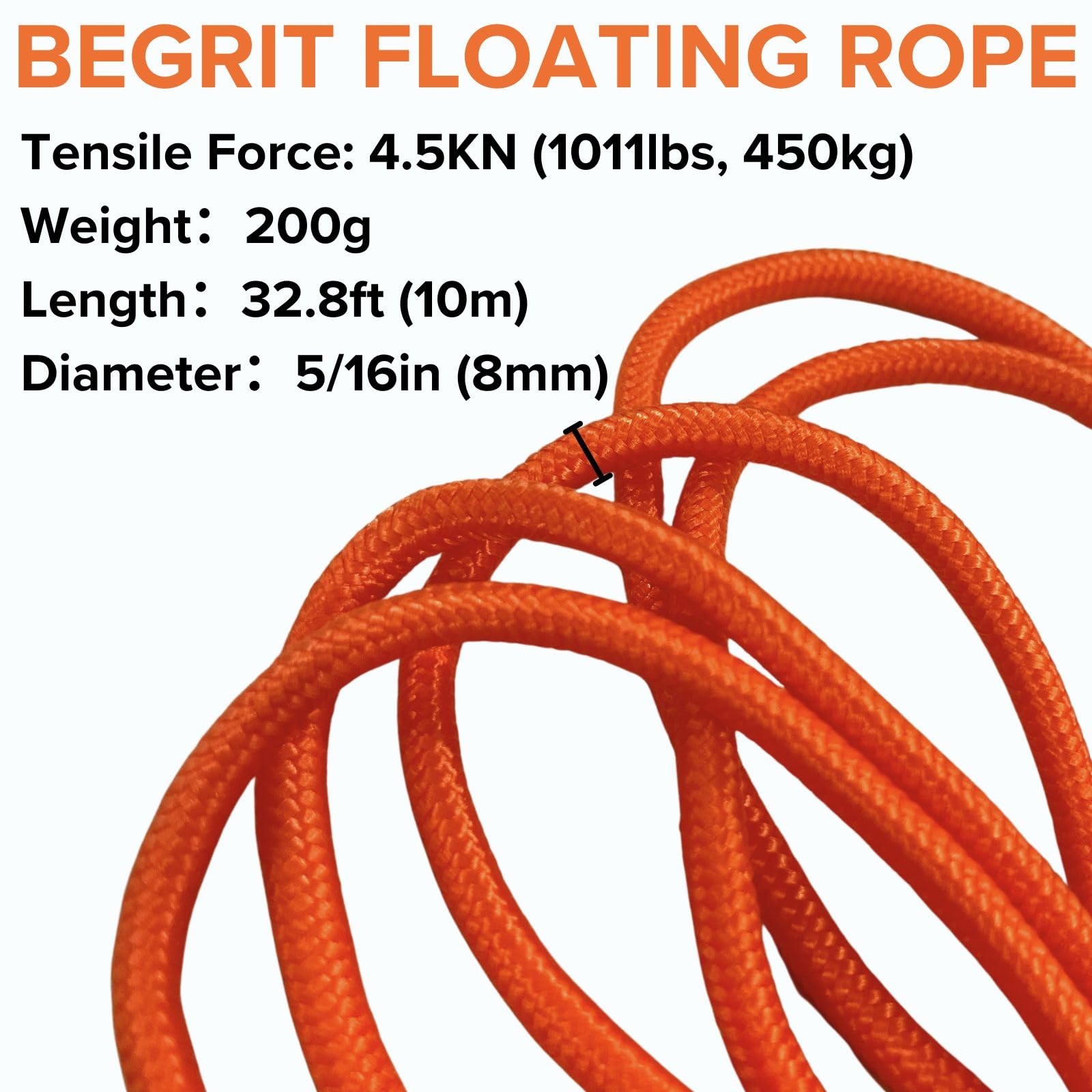 Snapklik.com : BeGrit Floating Rope 5/16" X 32.8 Anchor Rope Mooring ...