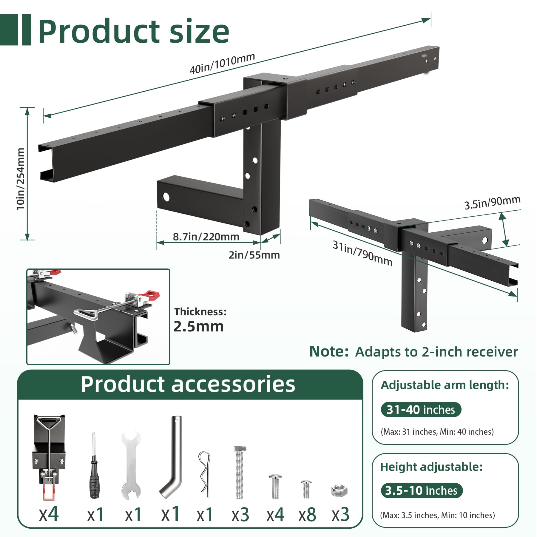 Snapklik.com : YUEYIN Dual Trash Can Hauler Hitch - Enhanced Thickness ...
