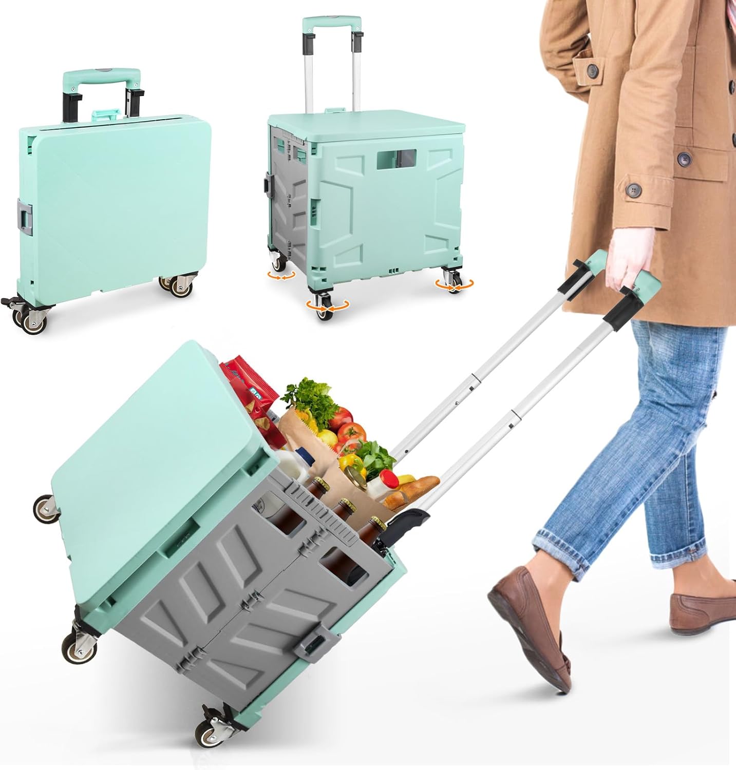 Amazon.com: Foldable Utility Cart Folding Portable Rolling Crate ...