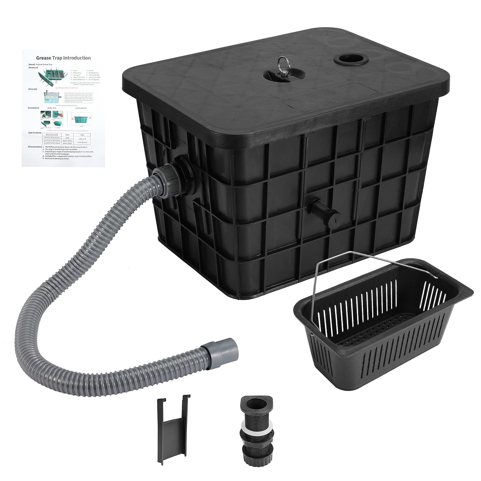 Beamnova 10lb Top Inlet Commercial Grease Trap 4 Gallons Per ...