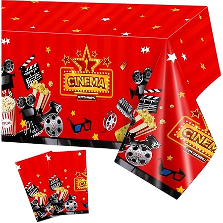 Amazon.com: 4 Pack Table Cover Movie Night Theme Tablecloth Large Size ...