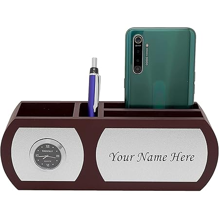 Crownlit Personalized Pen Stand with Table Watch and 100 Years Calendar ...