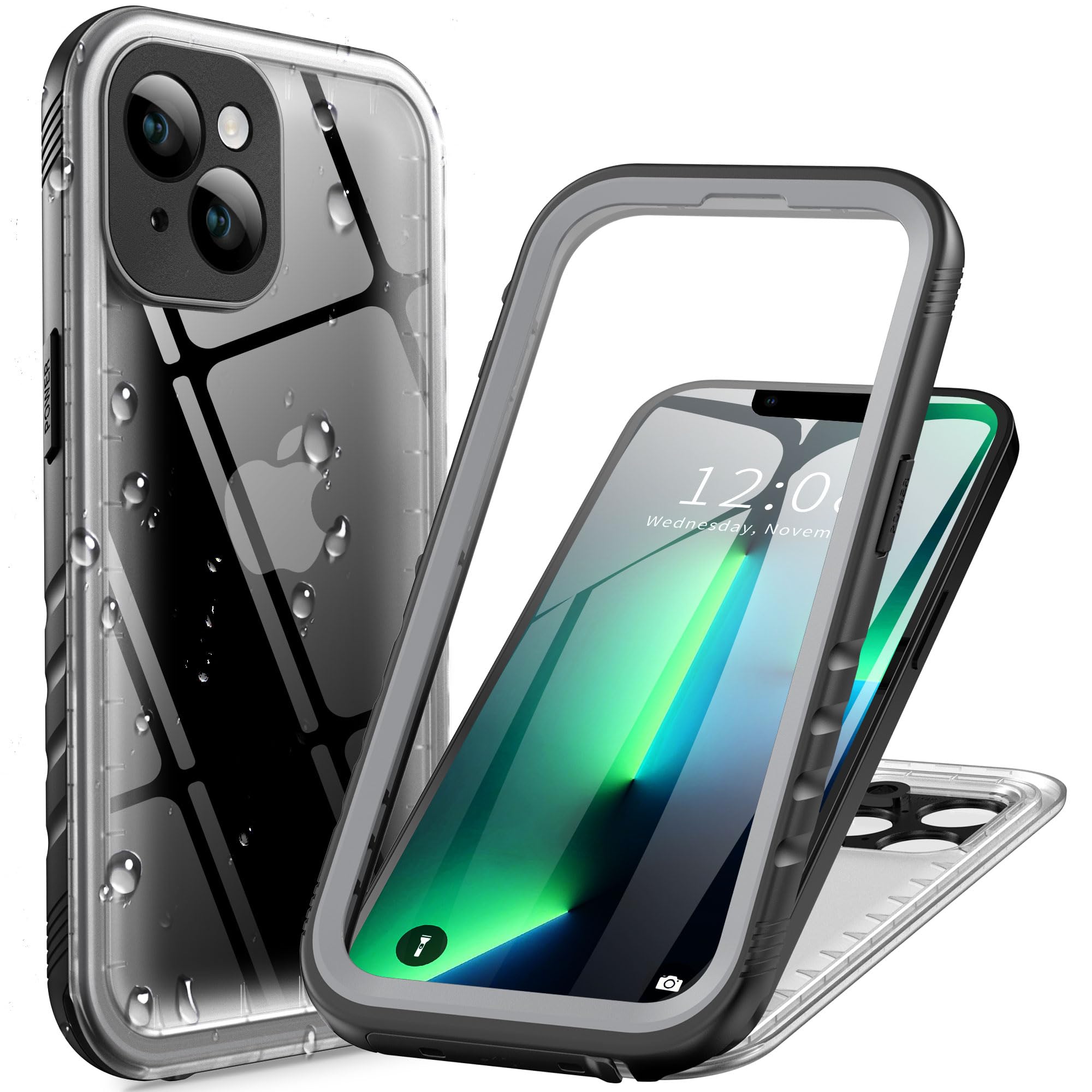 Cozycase for iPhone 14 Waterproof Shockproof Case with Screen/Camera Protector - Heavy Duty ...