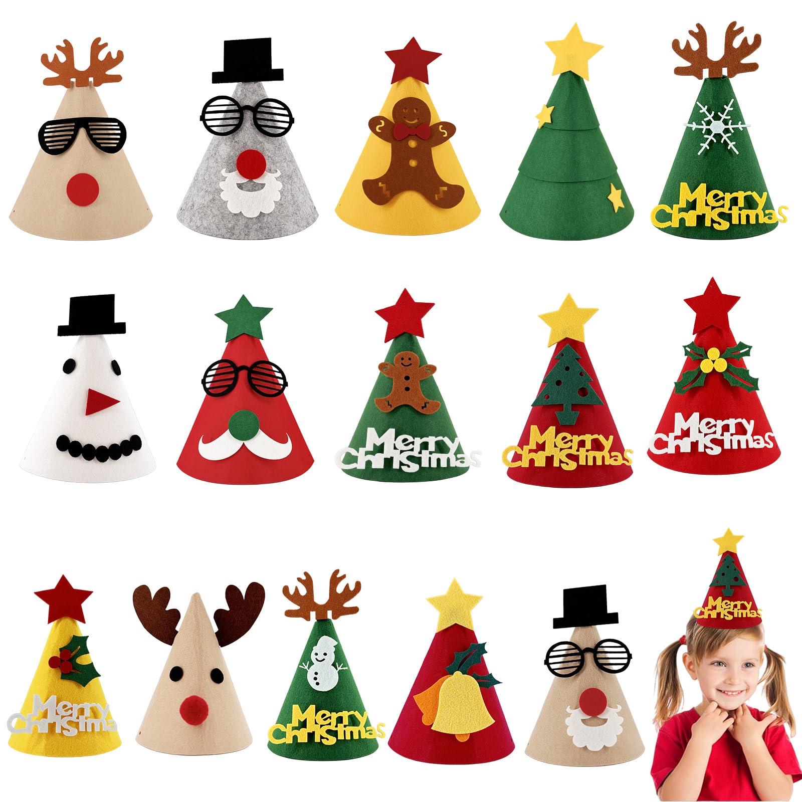 15P Christmas Party Hats for Adults,kids-Christmas Festive Photo Props ...