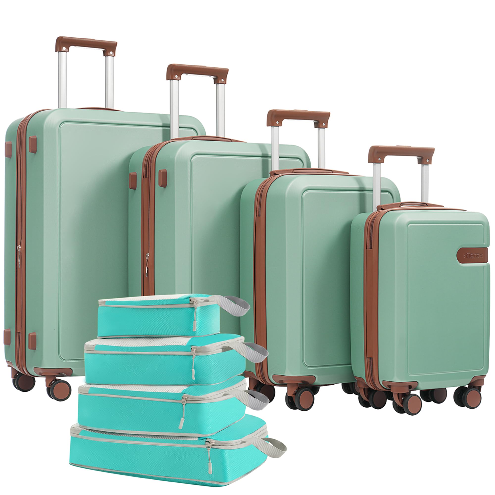 Amazon.com | Merax 4 Piece Luggage Sets with Compression Packing Cubes ...