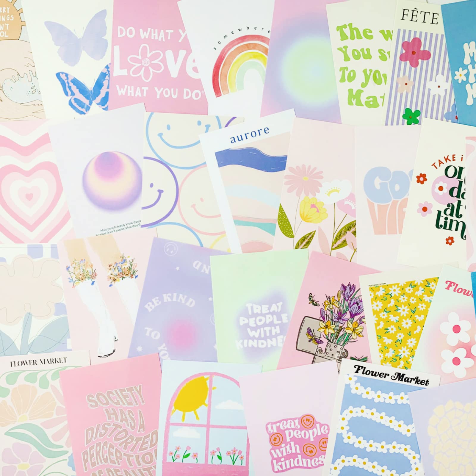 Buy GENSTEUO Pastel Pink Wall Collage Kit Aesthetic Pictures, 50 Set 4x6 Inch, Danish Pastel ...