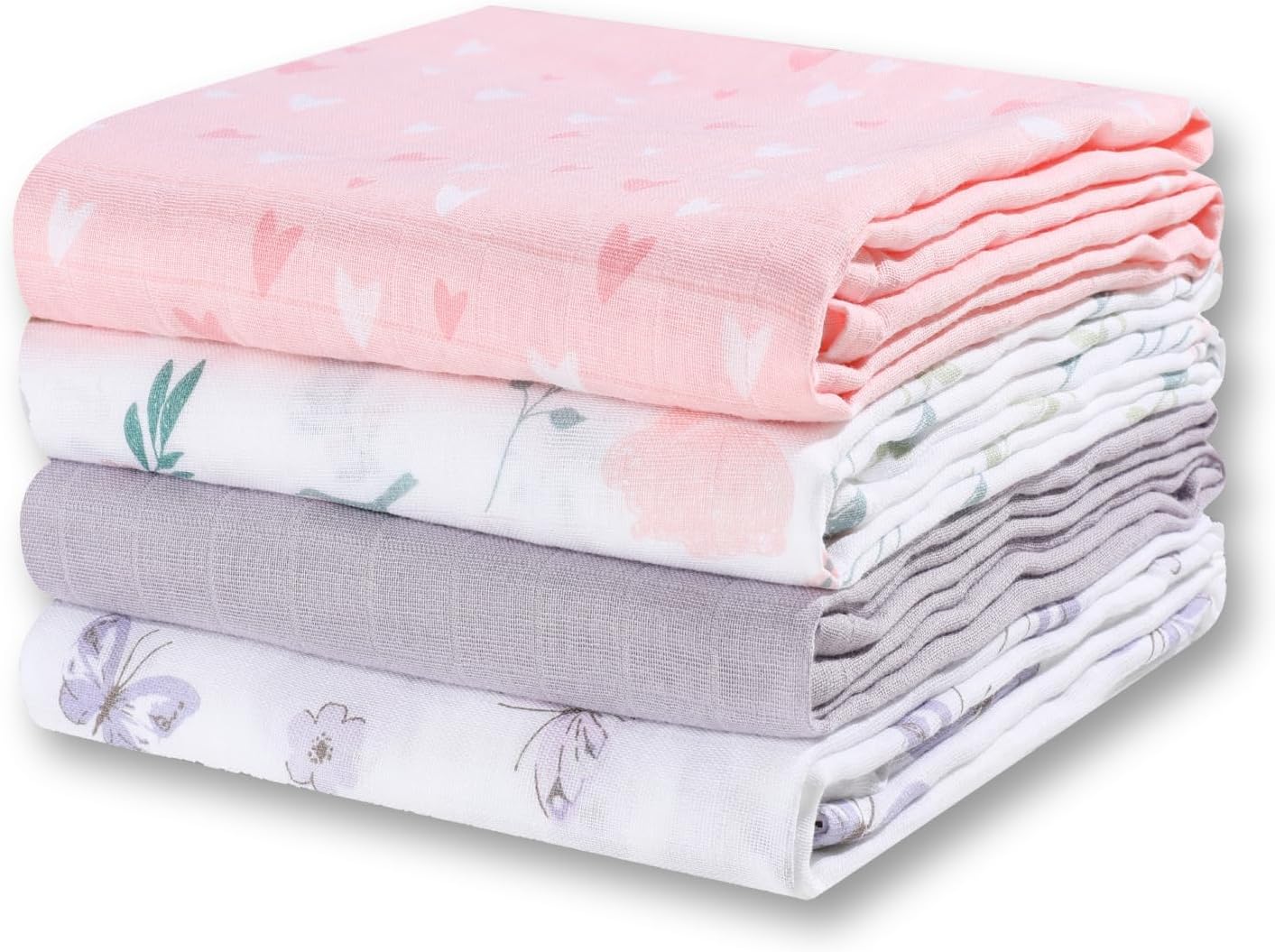 Amazon.com: Muslin Swaddle Blanket 100% Soft Muslin Cotton 3 Pack 47"x ...