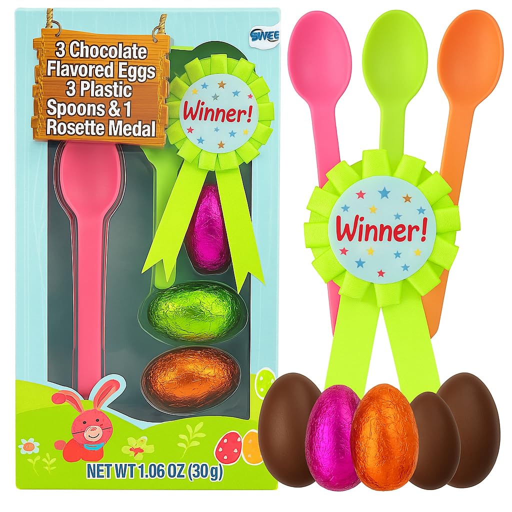 Amazon.com : Easter Egg And Spoon Race Game Set – 3 Plastic Spoons, 3 ...
