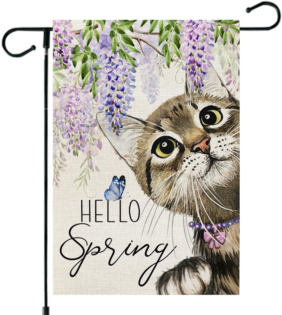 Amazon.com : Toland Home Garden 1112692 Spring Cat and Ladybug Summer ...