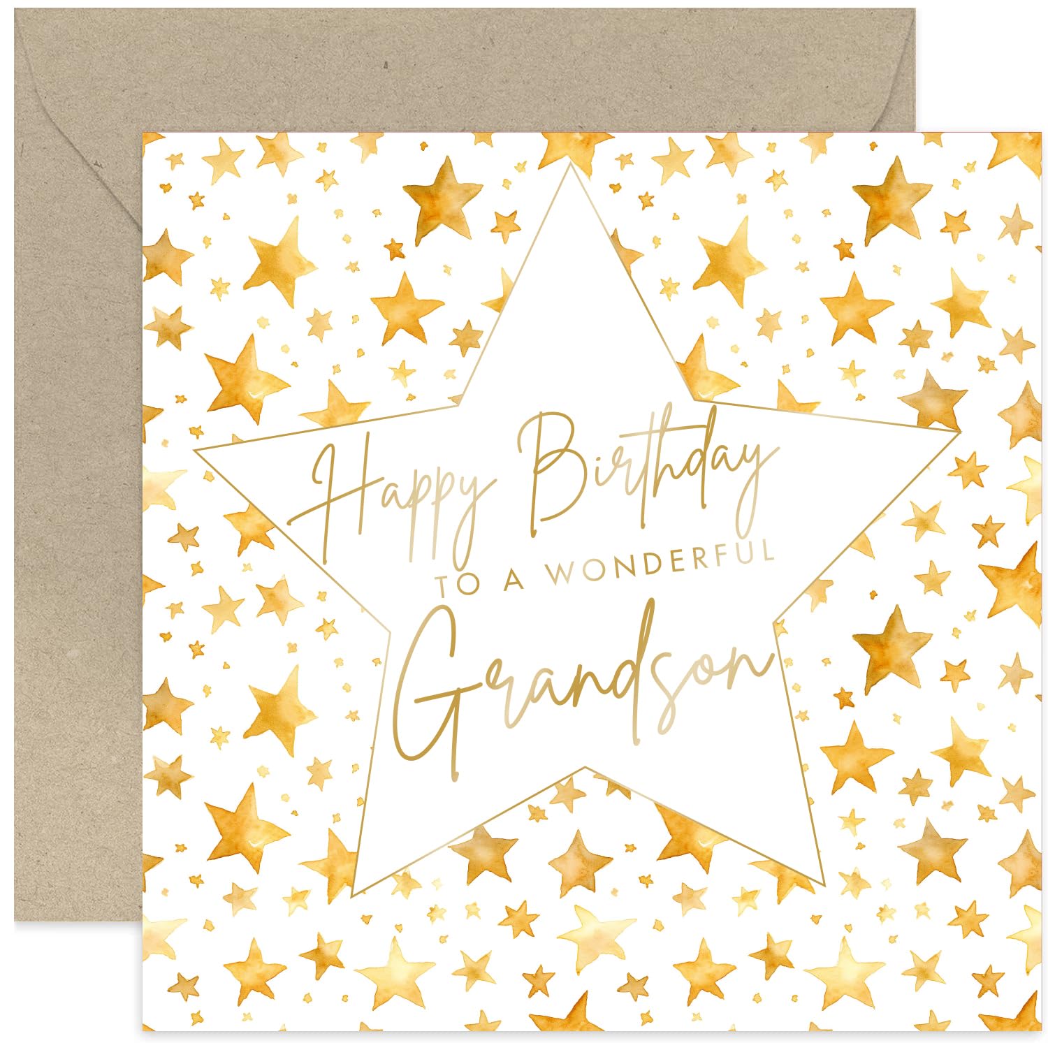 Special Grandson Birthday Card - Gold Foil Star Birthday Card for ...
