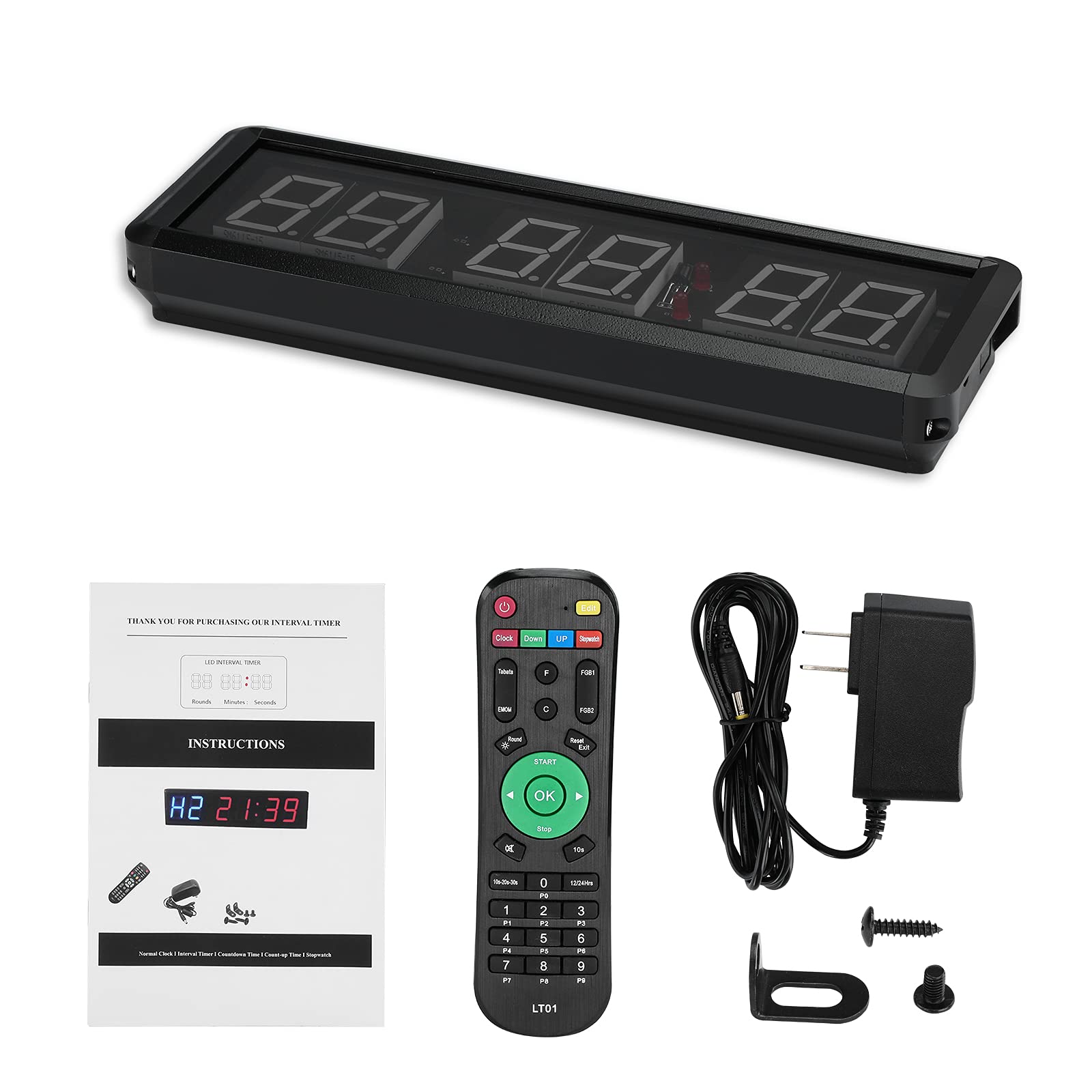 Seesii Gym Interval Timer Stopwatch Clock With Remote 1 5 Inch Interval Timer Clock Countdown