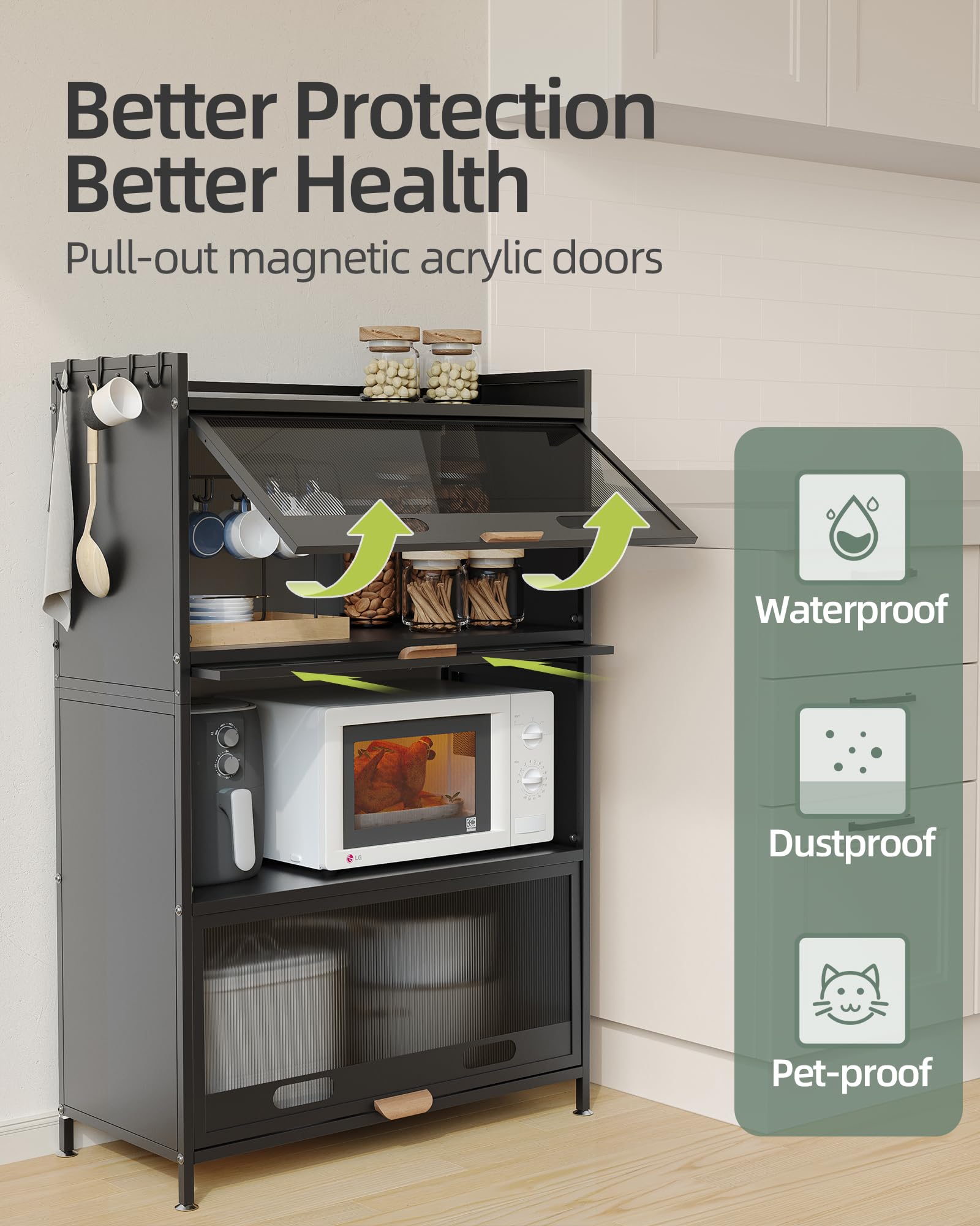 Snapklik.com : NETEL Bakers Racks For Kitchens, Coffee Bar Cabinets ...