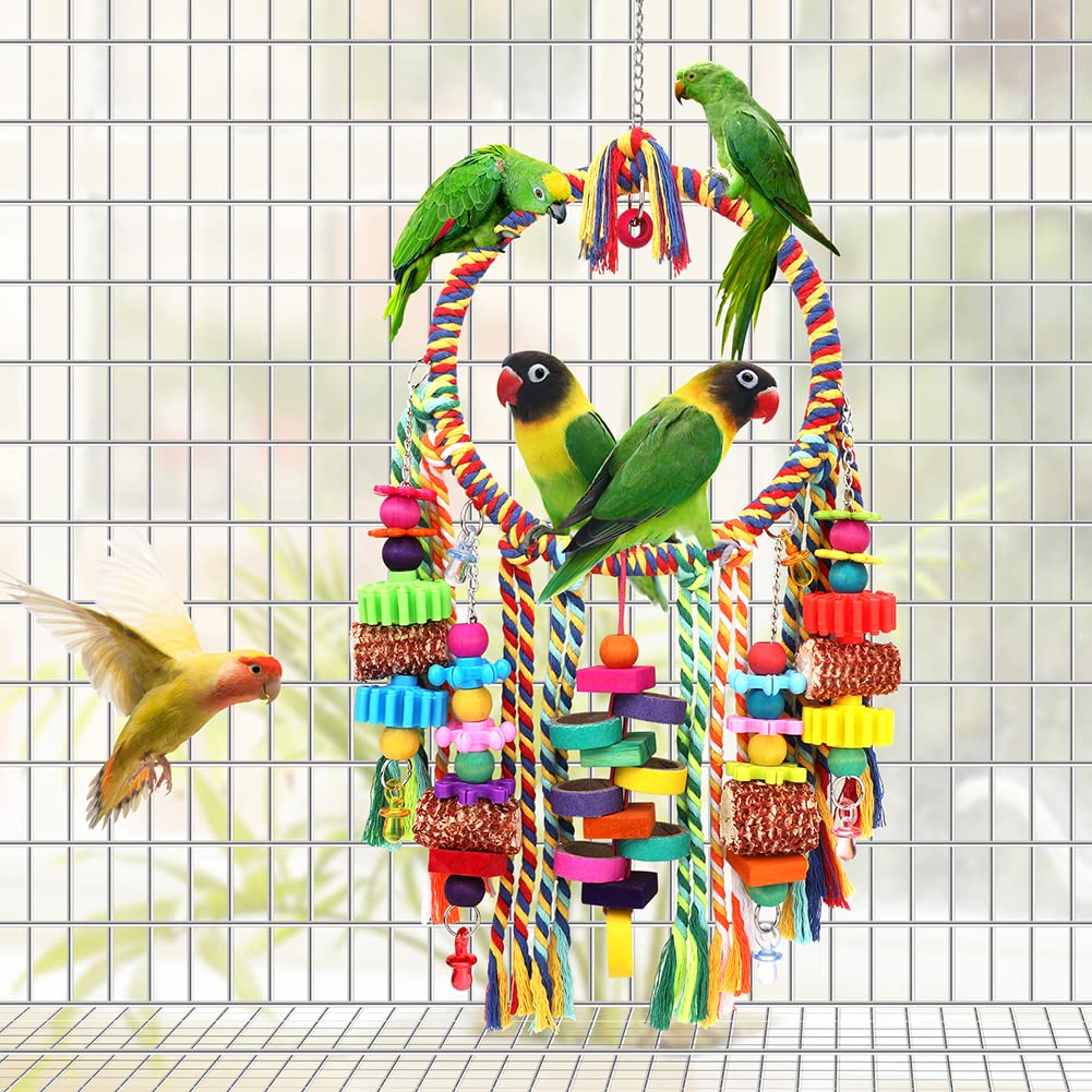Snapklik.com : Bird Toys Bird Rope Ring Swing Perch
