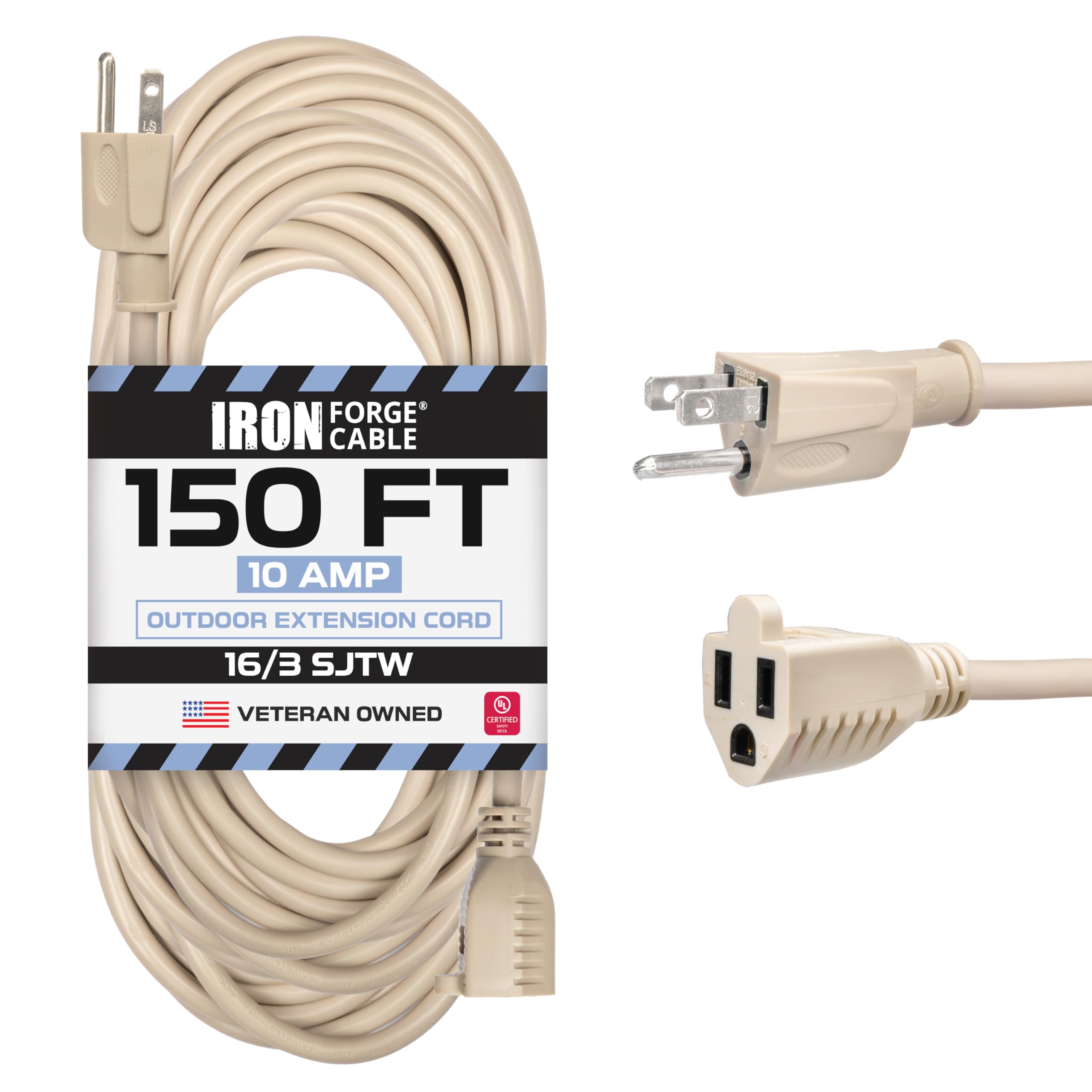 Amazon.com: Iron Forge Cable Beige Outdoor Extension Cord 150 ft, 16/3 ...