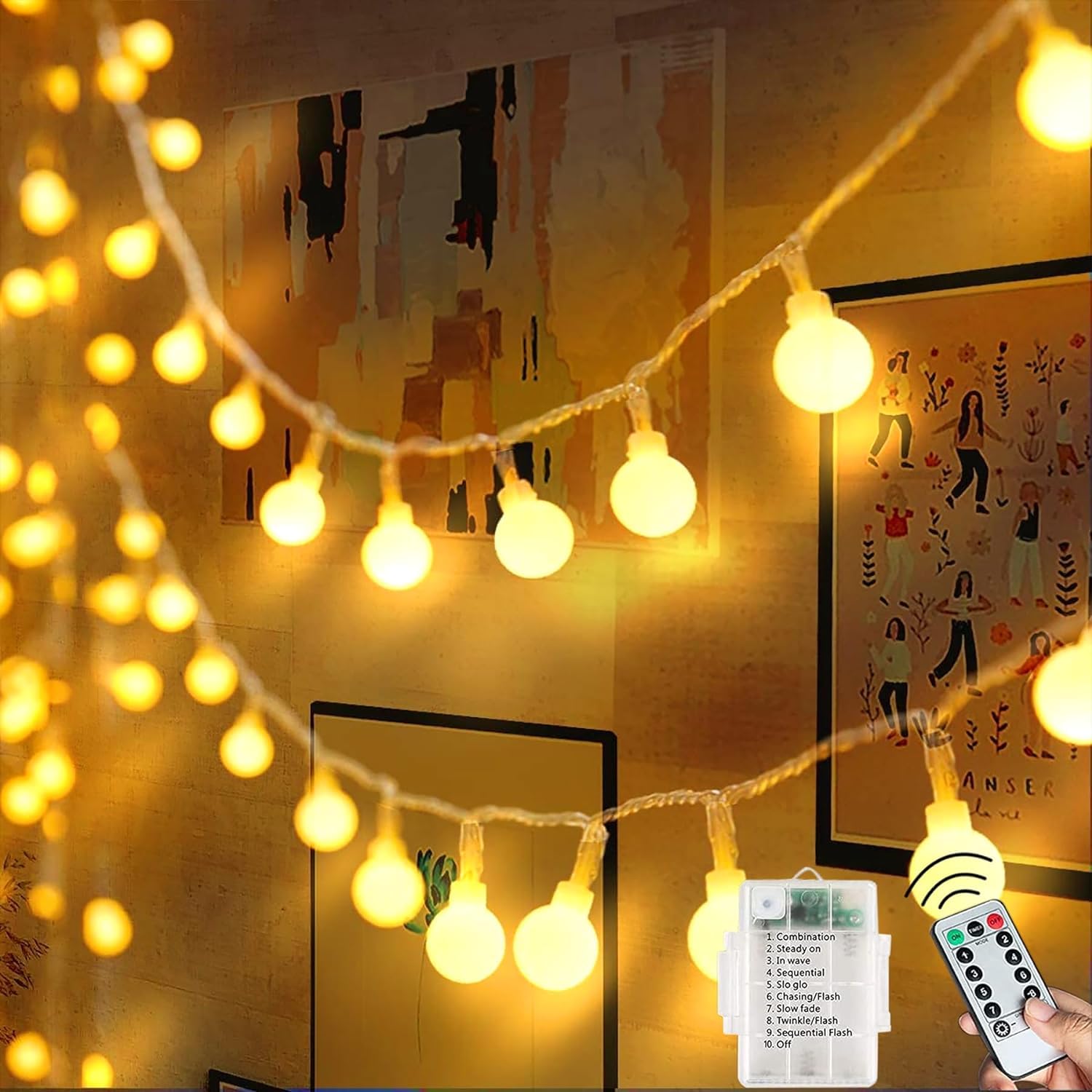 Amazon.com: colcutee Globe String Lights, 20 Feet 40 LED Fairy Lights ...