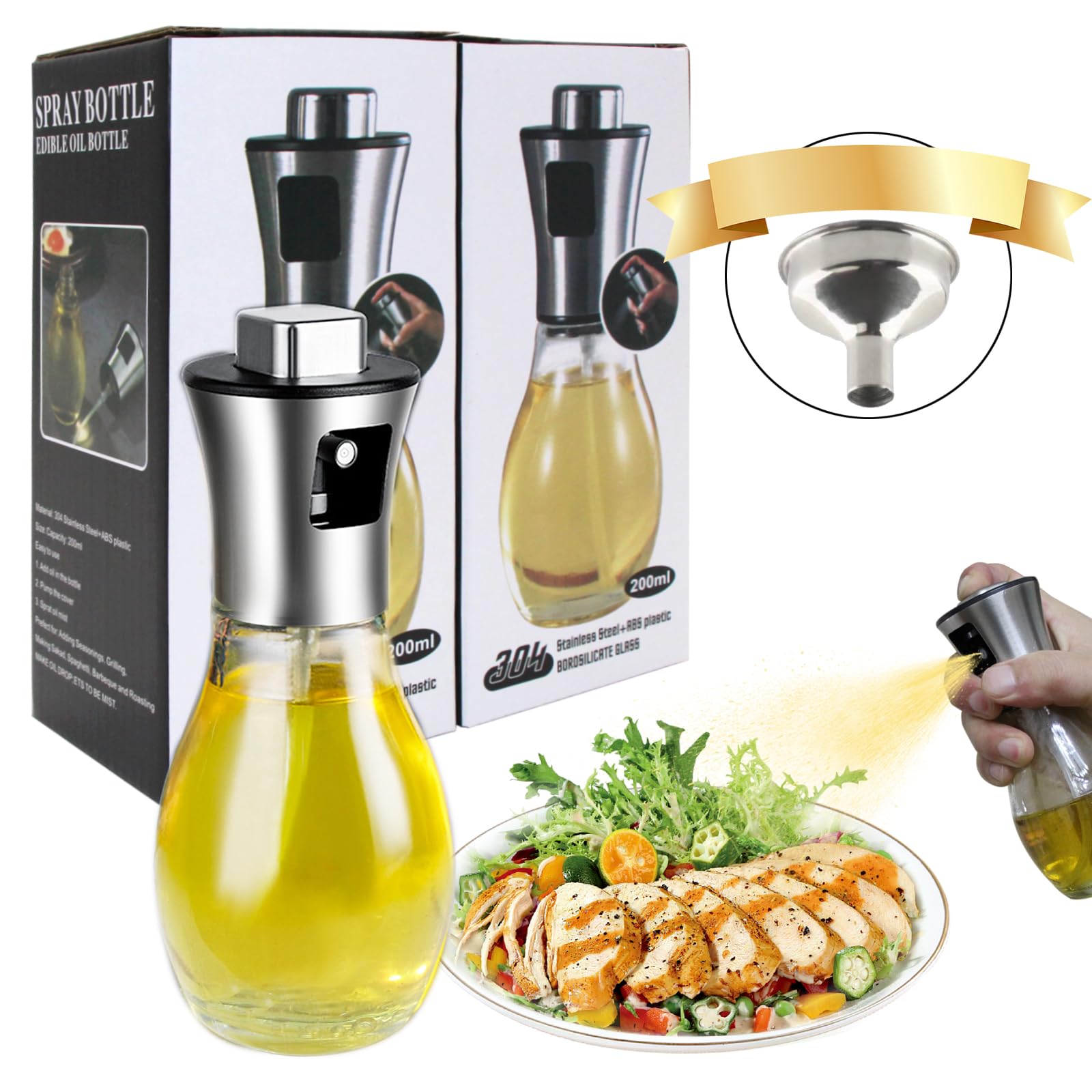 Amazon.com: MODYYLX 2 Piece Set Olive Oil Sprayer For Cooking，200ml ...