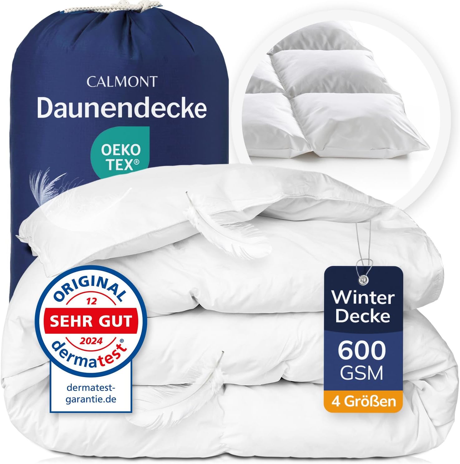 CALMONT - Daunen Bettdecke I Daunendecke 135x200 I 100% extra weiche Federn & Daunen ...