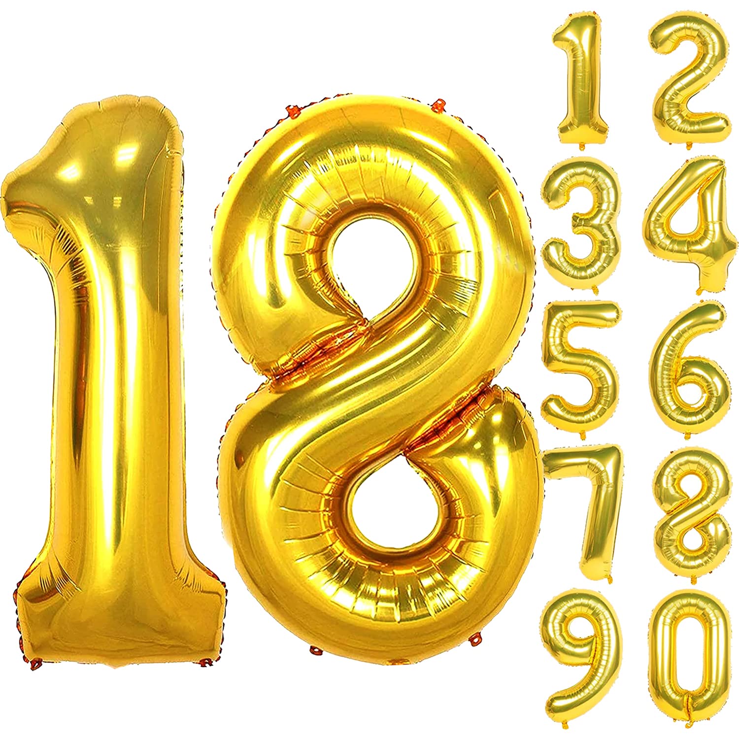 Party Propz Number 18 Foil Balloon - 32 Inch Gold Foil Balloon For ...