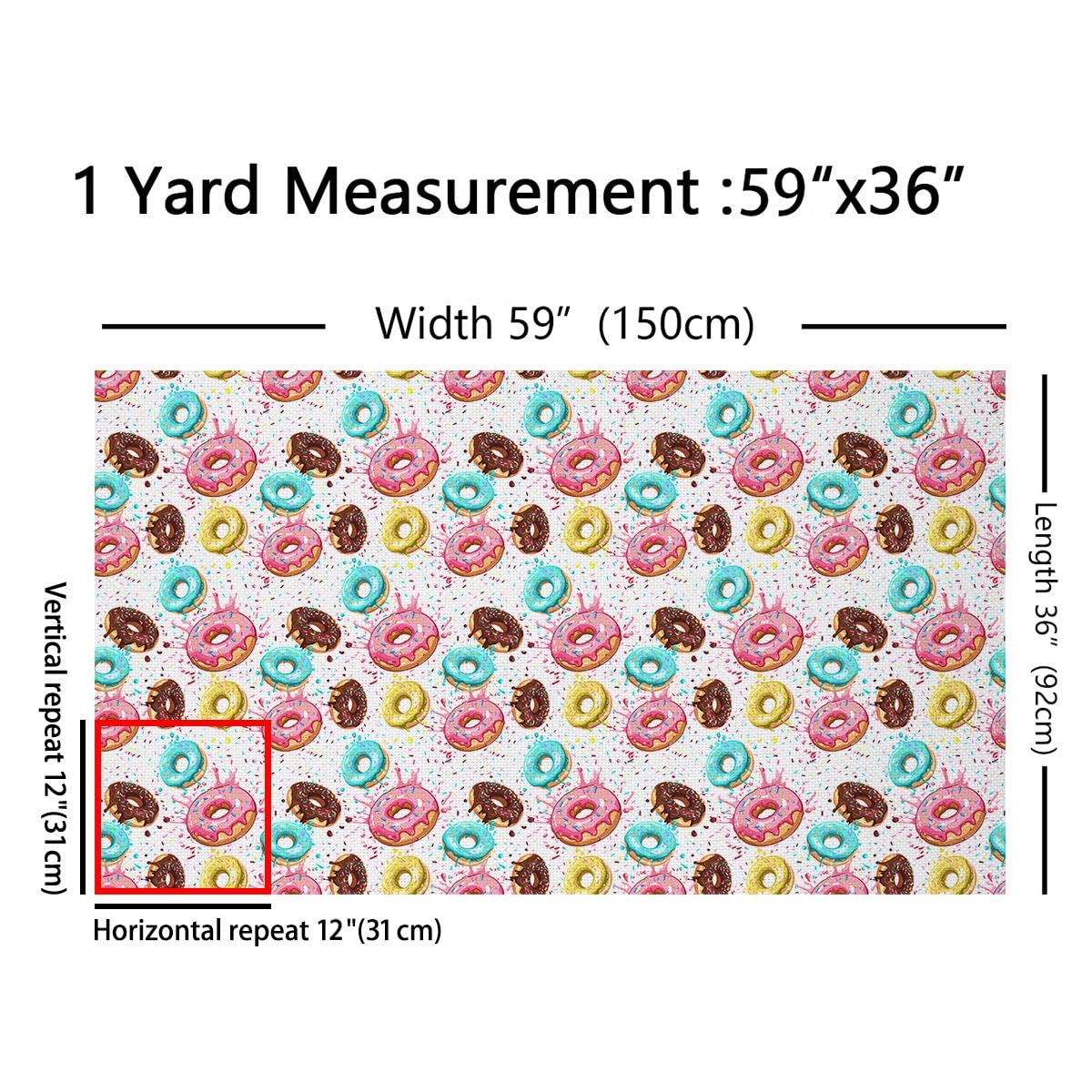 Snapklik.com : Donuts Fabric By The Yard, Chocolate Doughnut Upholstery ...