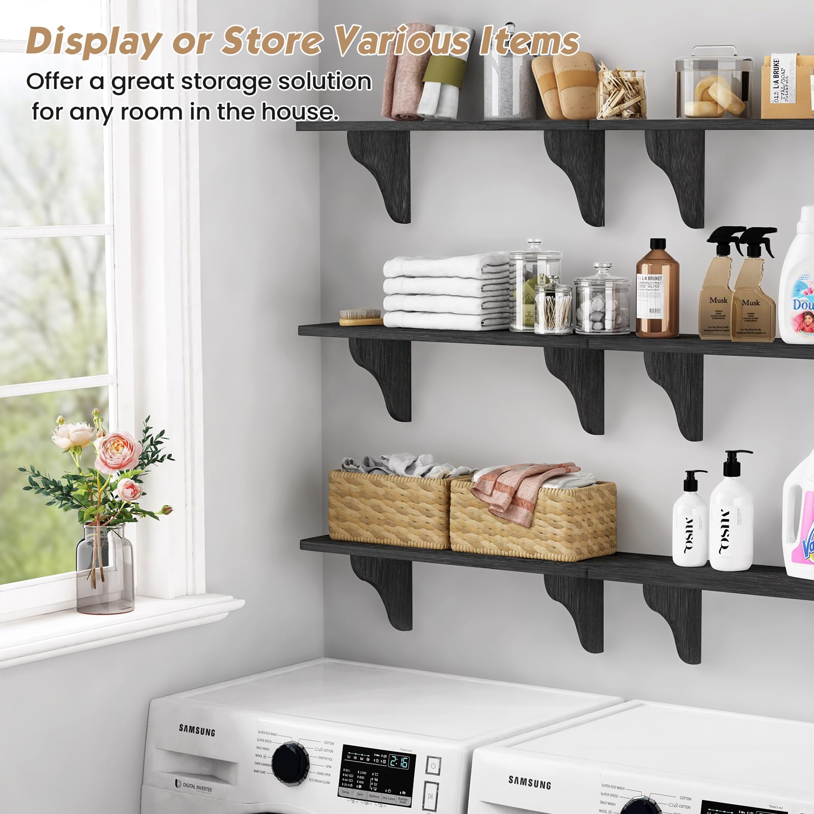 Snapklik.com : Forbena Wall Mounted Shelves For Bedroom 24 Inches Long ...