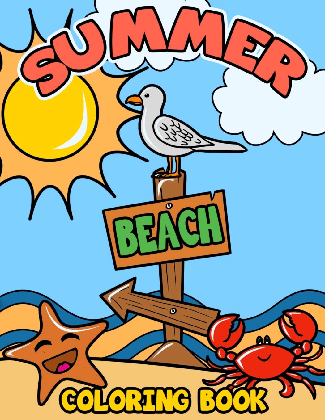 Summer Beach Coloring Book: A Kids Day at the Beach, Summer Vacation ...