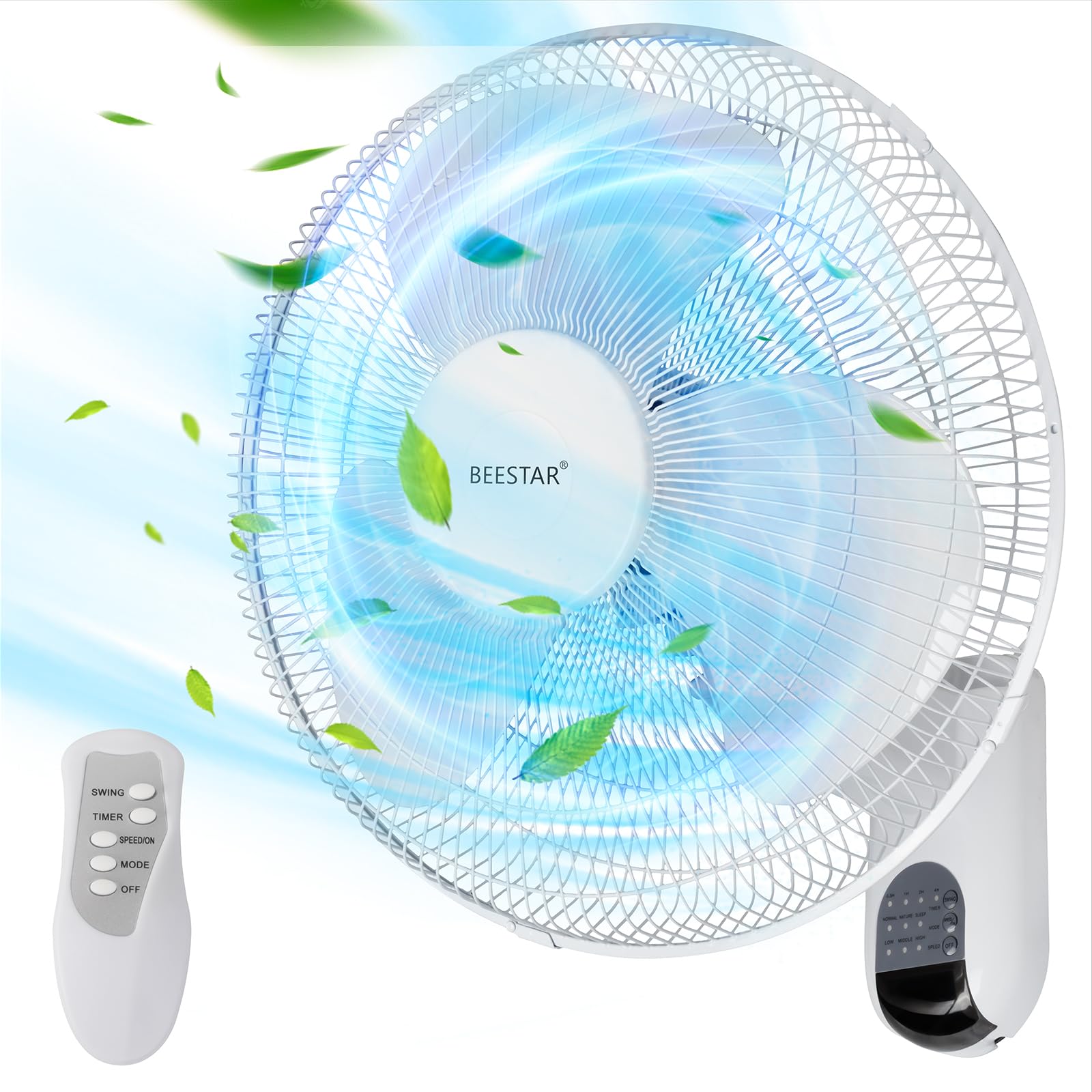 Amazon.com: BEESTAR 16 Inch Oscillating Wall Mount Fan, 90 Degree, 3 ...