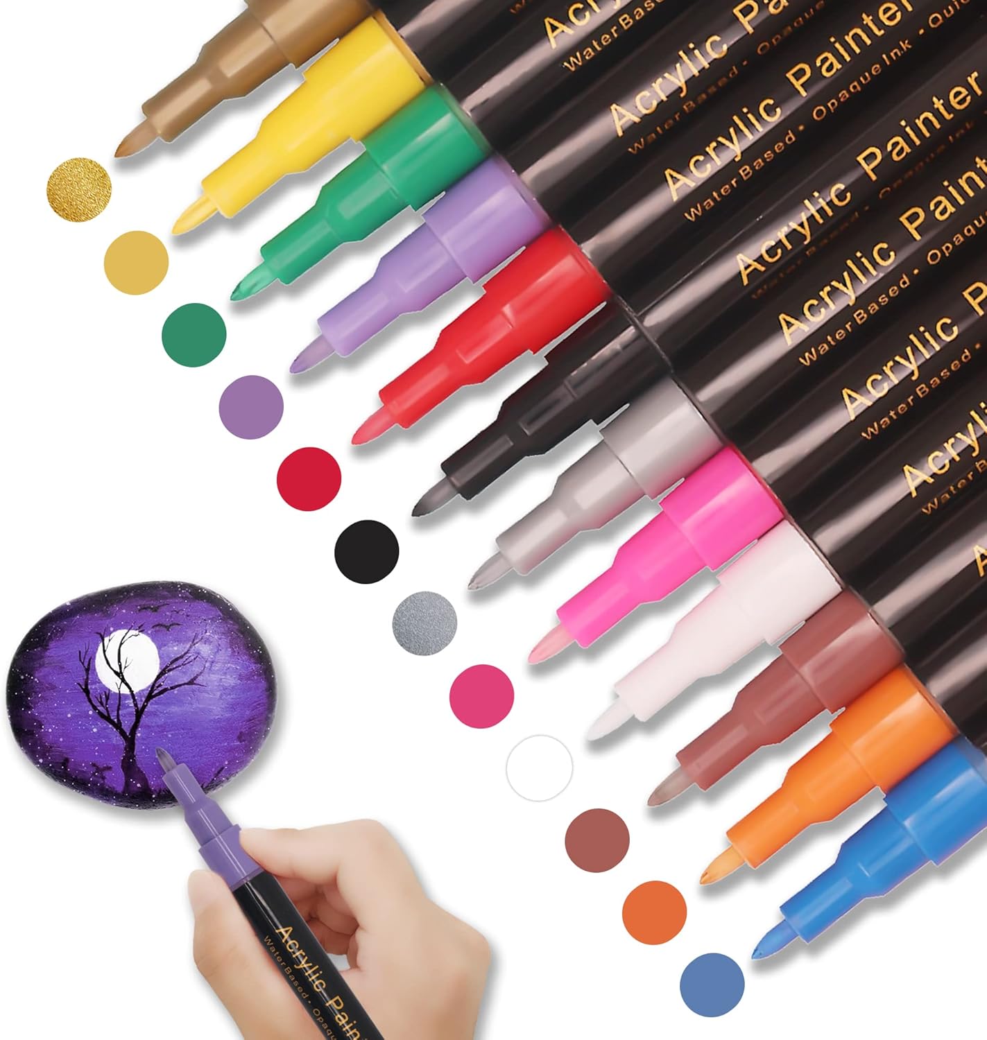 Amazon.com: BIGTHUMB 12 Colors Acrylic Paint Marker, Paint Pens Extra ...