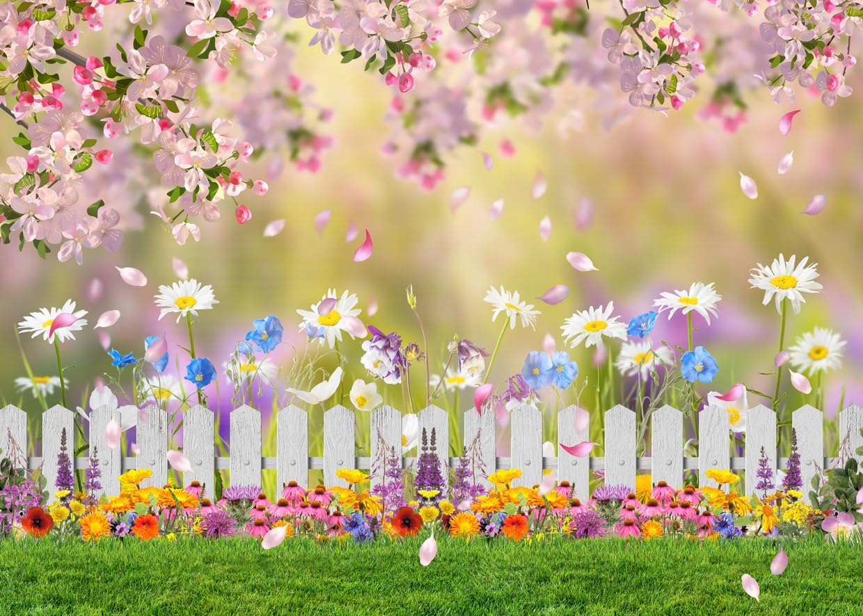 Amazon.com : LYCGS 7x5ft Spring Backdrop Pink Flower Garden Photography ...