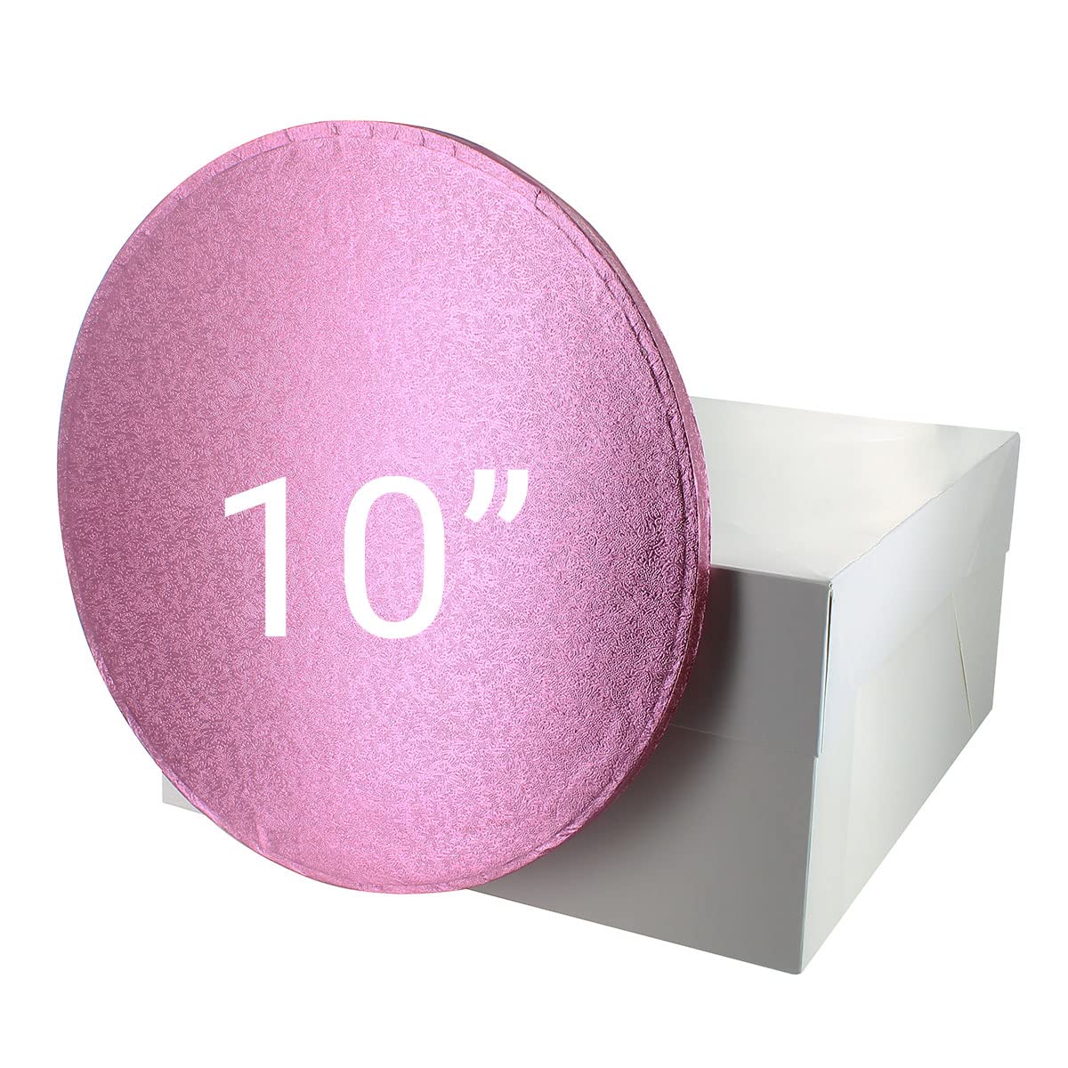 Culpitt 10" Pink Cake Board & White Box Combo, Round Drum With Matching ...