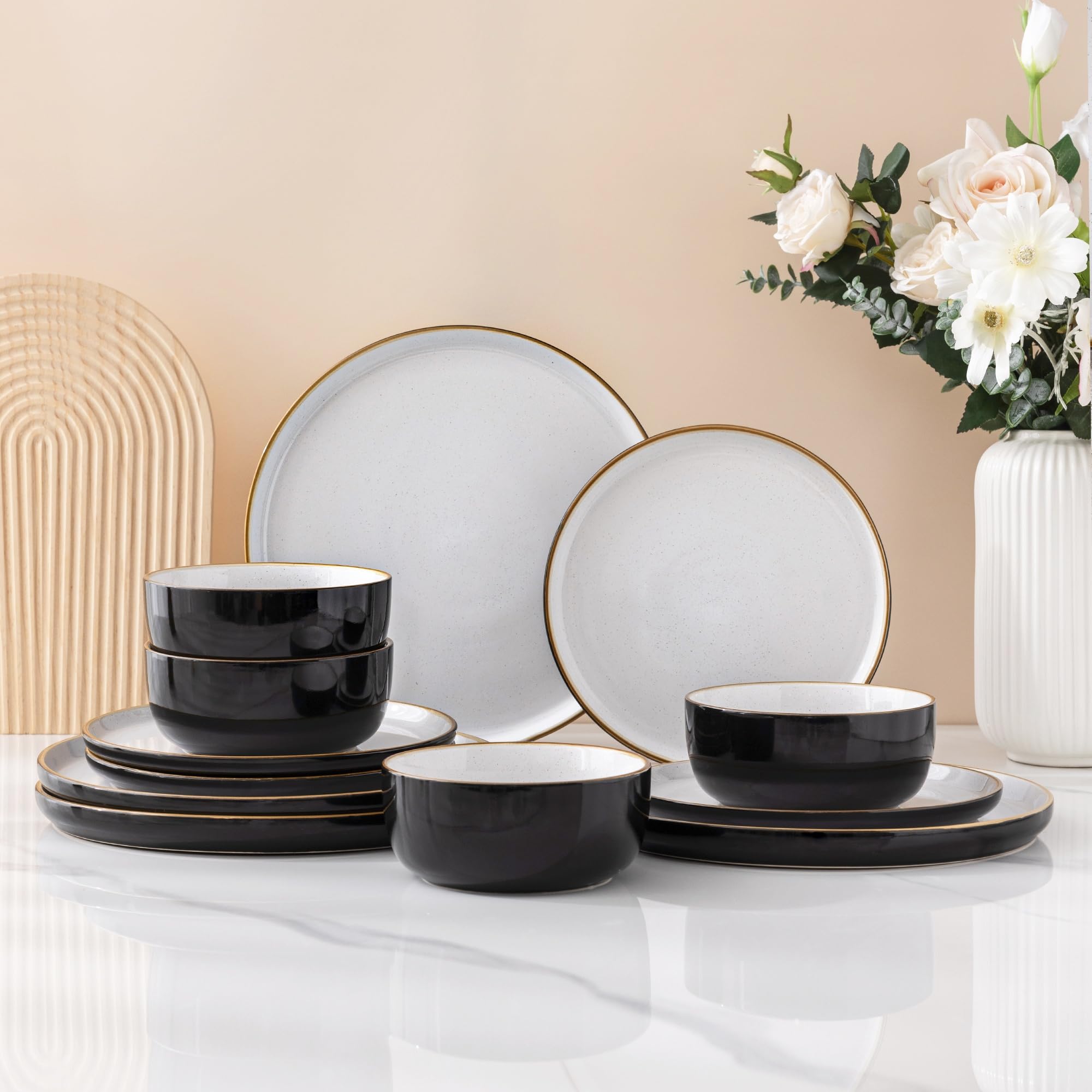 Amazon.com | AmorArc Dinnerware Set, 12 Pieces Ceramic Plates and Bowls ...