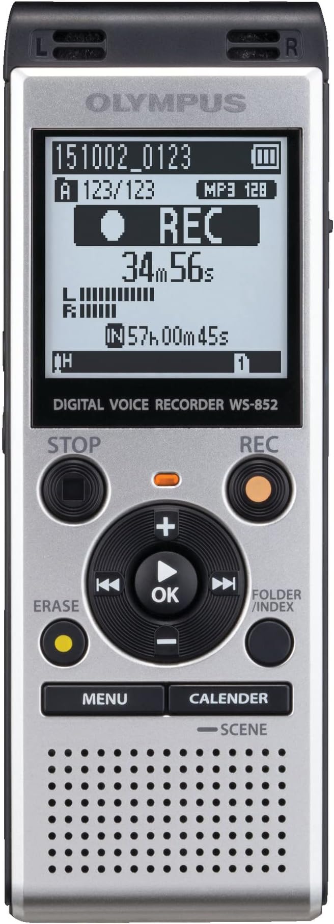 Amazon.com: Olympus WS-852 silver voice recorder with true stereo mic ...