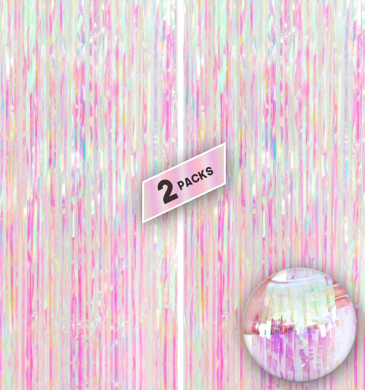 Buy XtraLarge Iridescent Fringe Curtain, 6.4x8 Feet - 2 Pieces ...