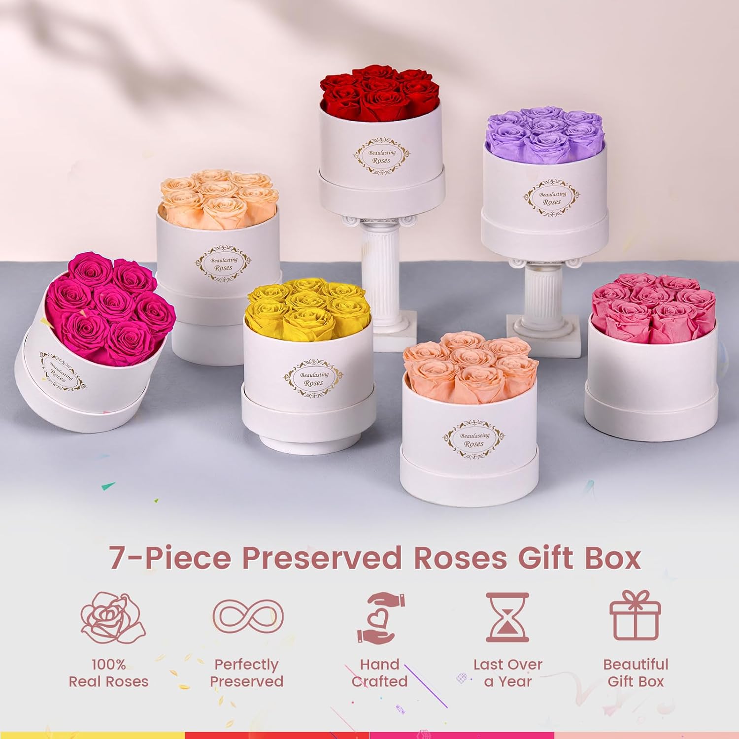Beaulasting Roses Rosas preservadas en una caja, rosas reales de larga ...