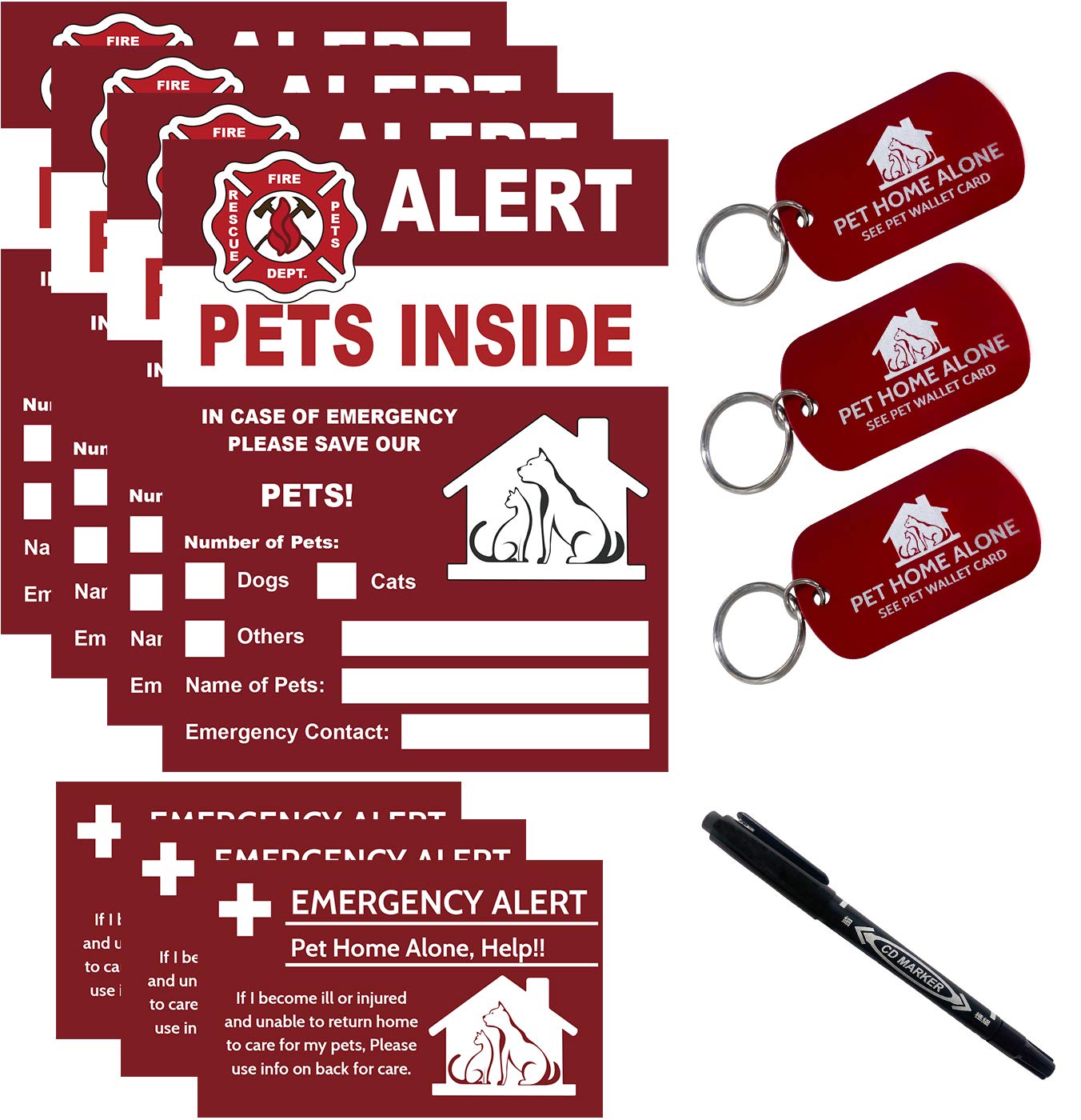 Amazon.com: Pets Alert Pets Inside Sticker-Pets Safety Alert and Rescue ...