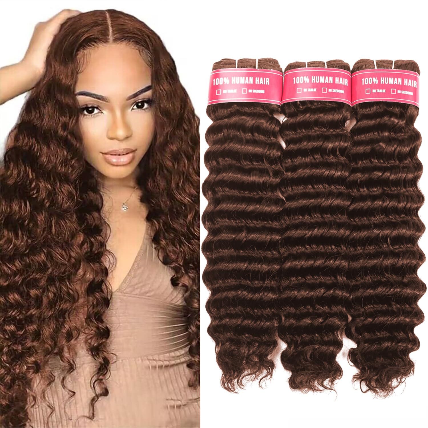 Amazon.com : LUXEDIVA Deep Wave Bundles Human Hair 20 22 24 Inch 12A ...