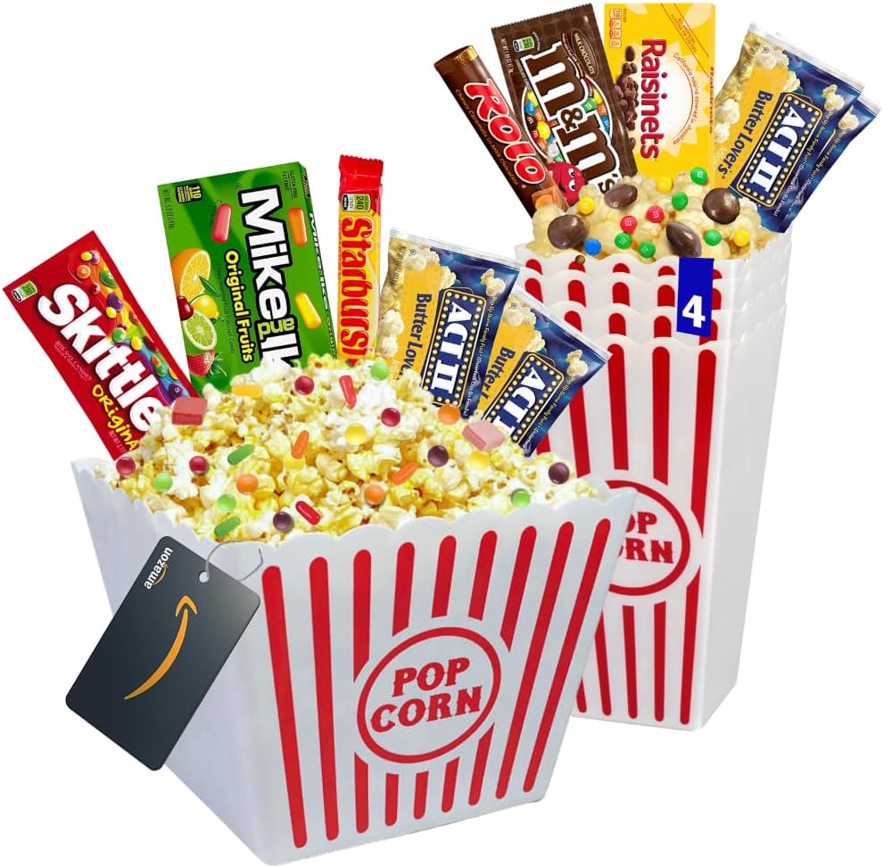 Amazon.com : Movie Night Popcorn and Candy Gift Basket with 1 Movie ...