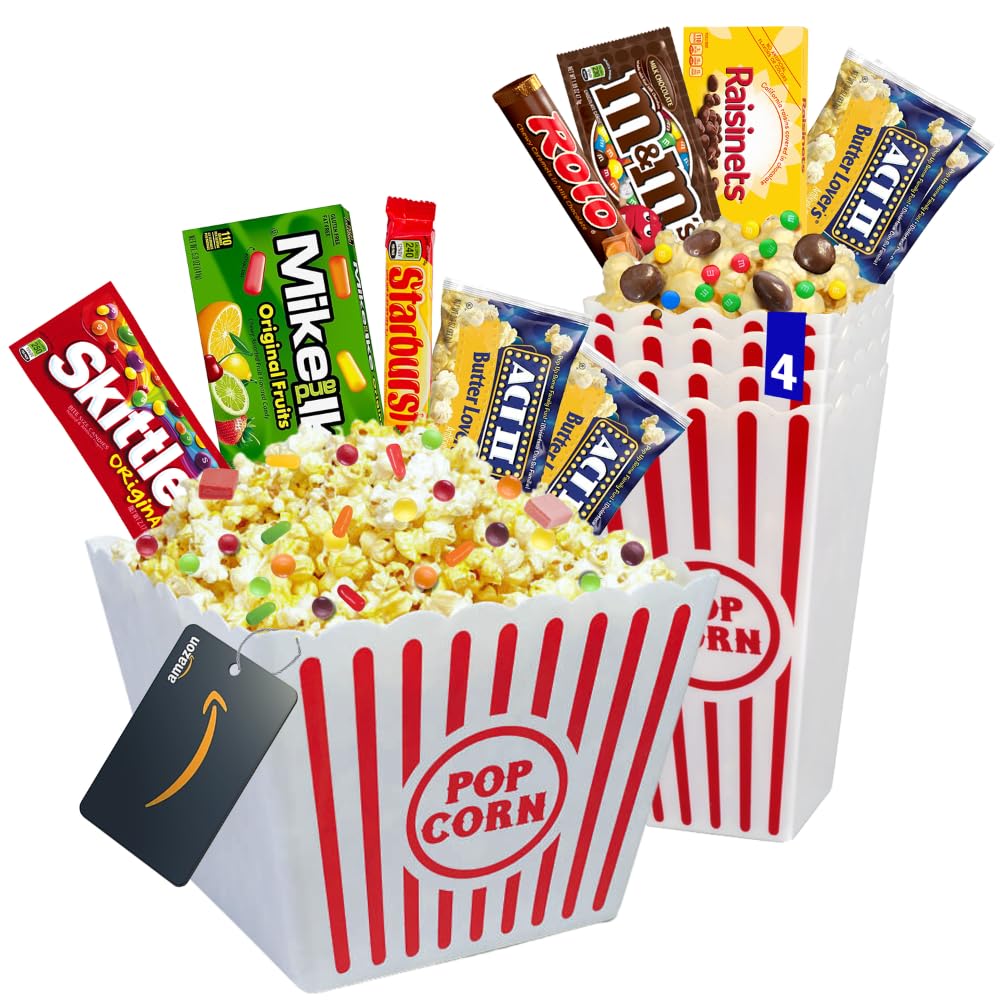 Amazon.com : Movie Night Popcorn and Candy Gift Basket with 1 Movie ...