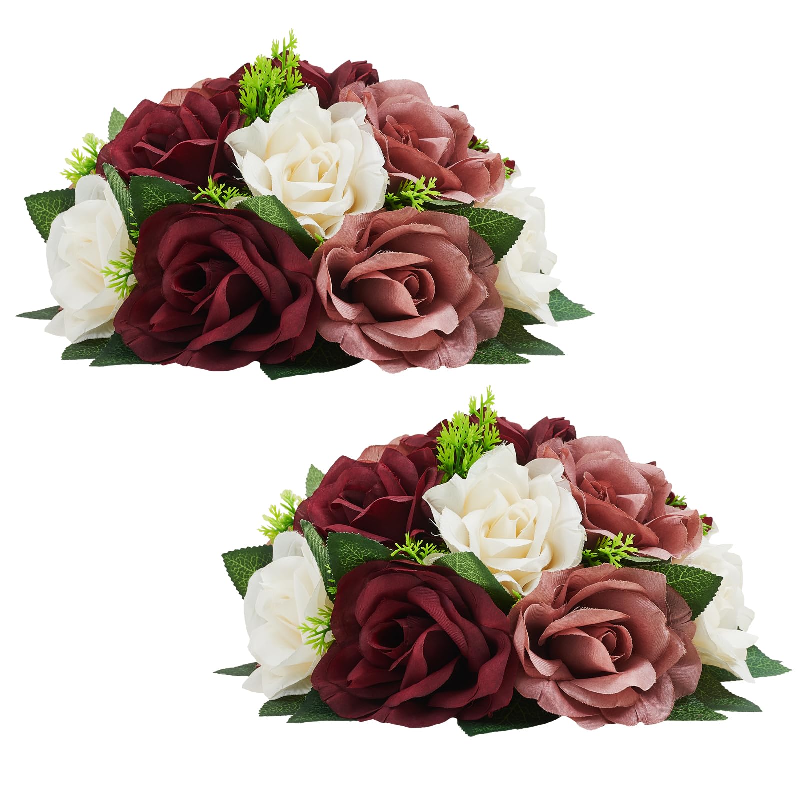 Artificial Flowers Centerpieces Decoration for Table - 2Pcs Fake Roses ...