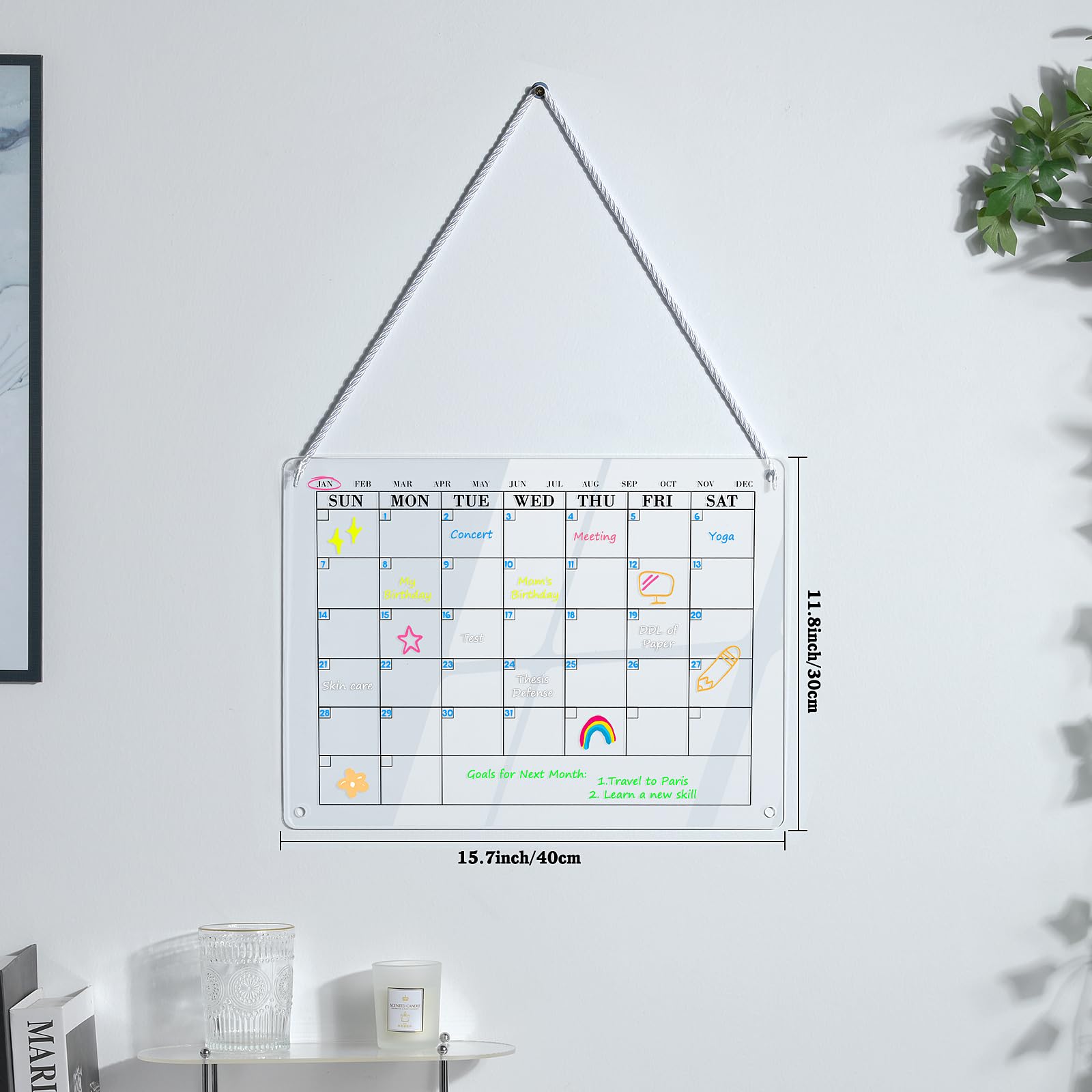 Snapklik.com : Clear Acrylic Calendar For Wall, Dry Erase Schedule ...