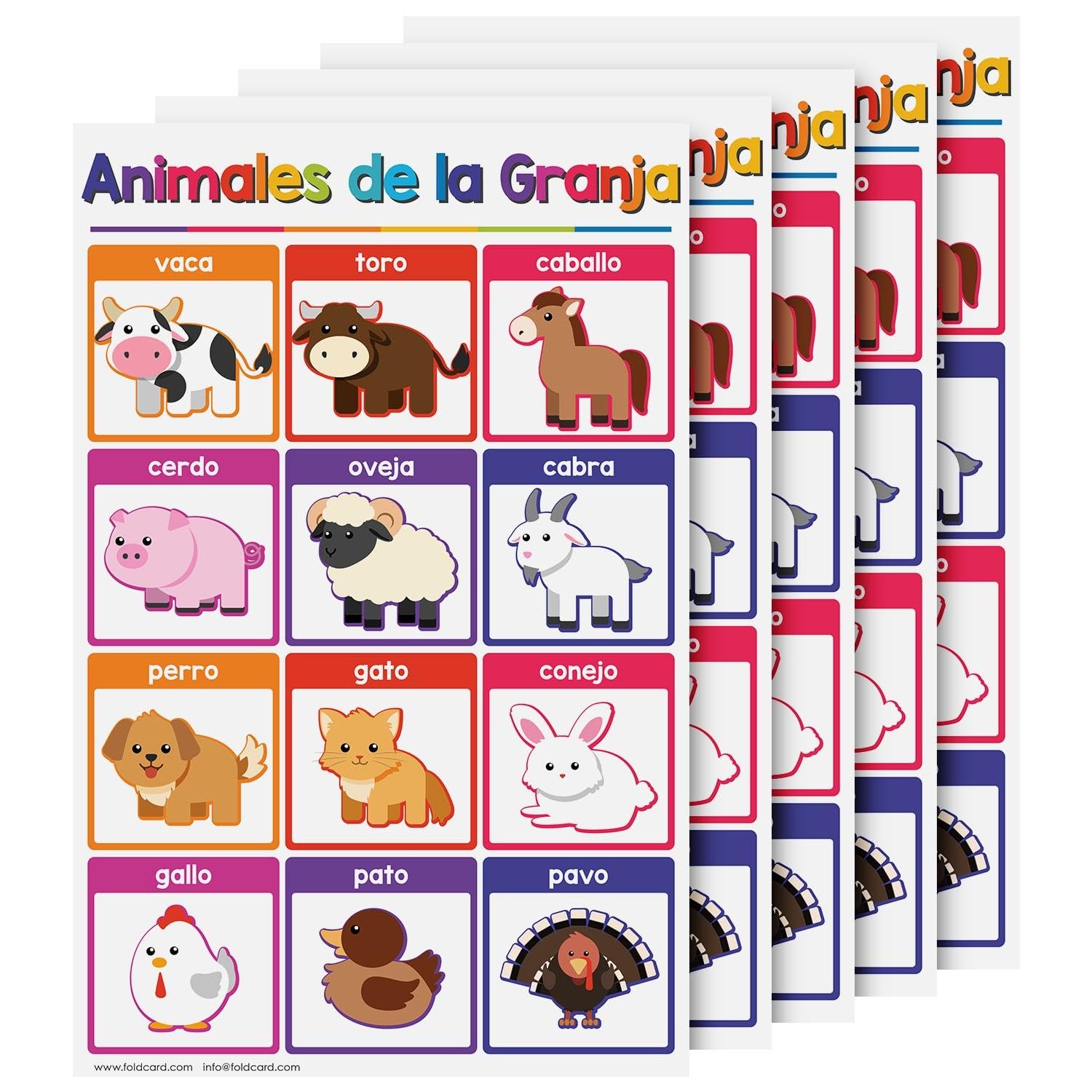 Snapklik.com : Animales De La Granja Spanish Educational Posters Farm ...