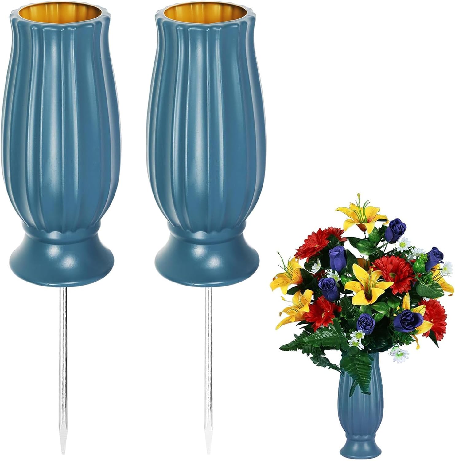 Jadin Grave Flower Pots, Grave Flower Holders, 2 Pack Memorial Vases ...