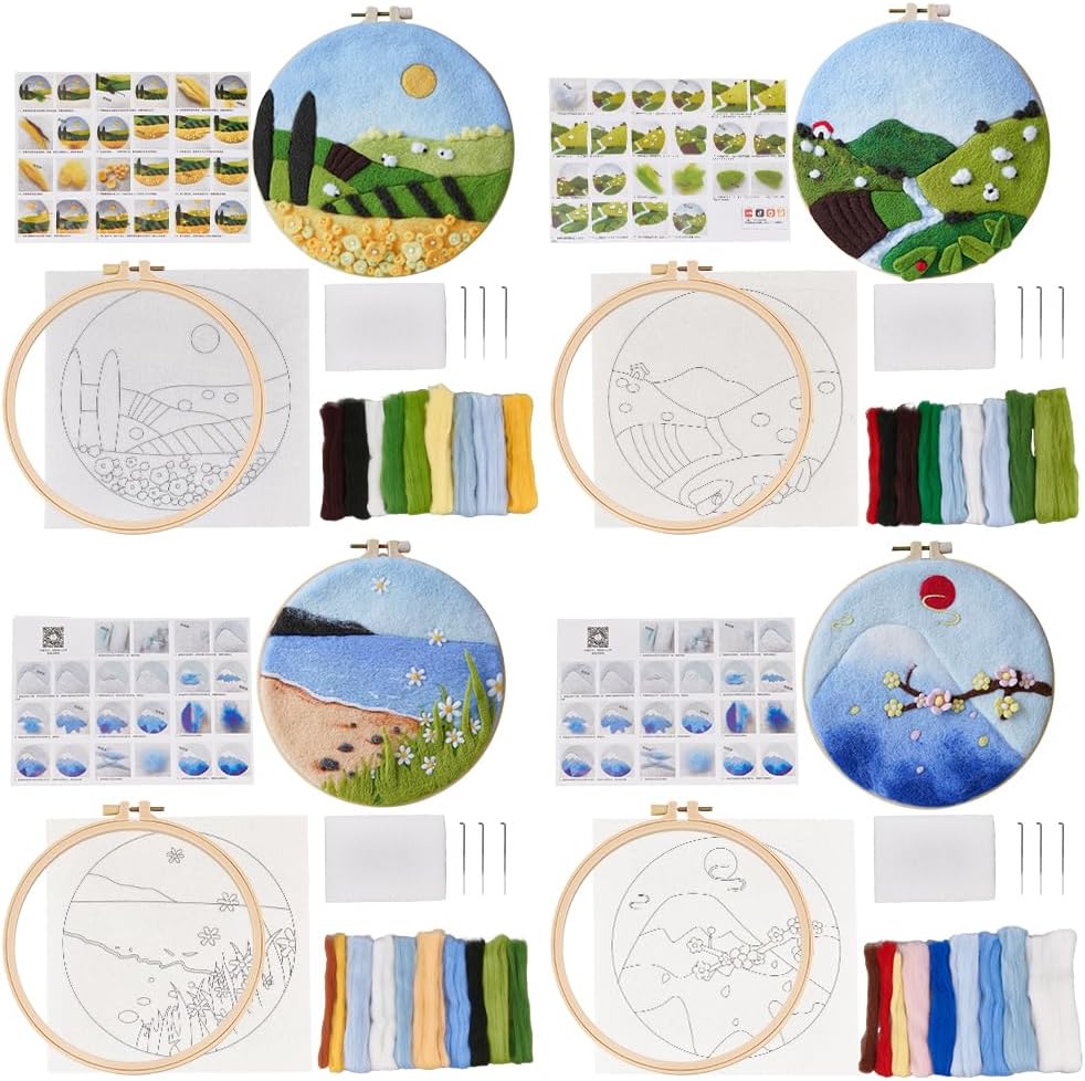 Amazon.com: OLYCRAFT 4 Sets Needle Felt Starter Set Meadow Felt ...